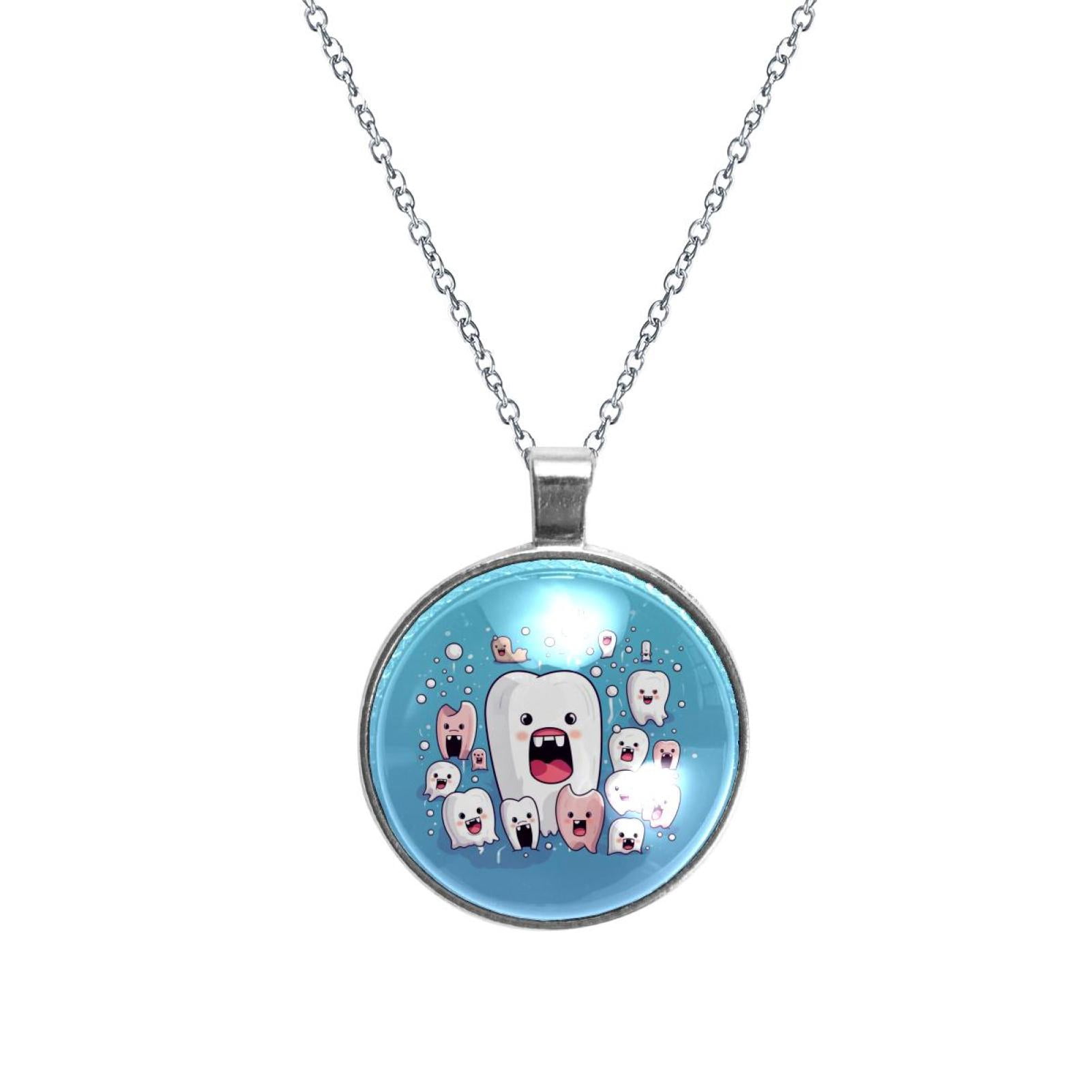 Tiny Teeth Elegant Circular Glass Pendant Necklace - Walmart.com
