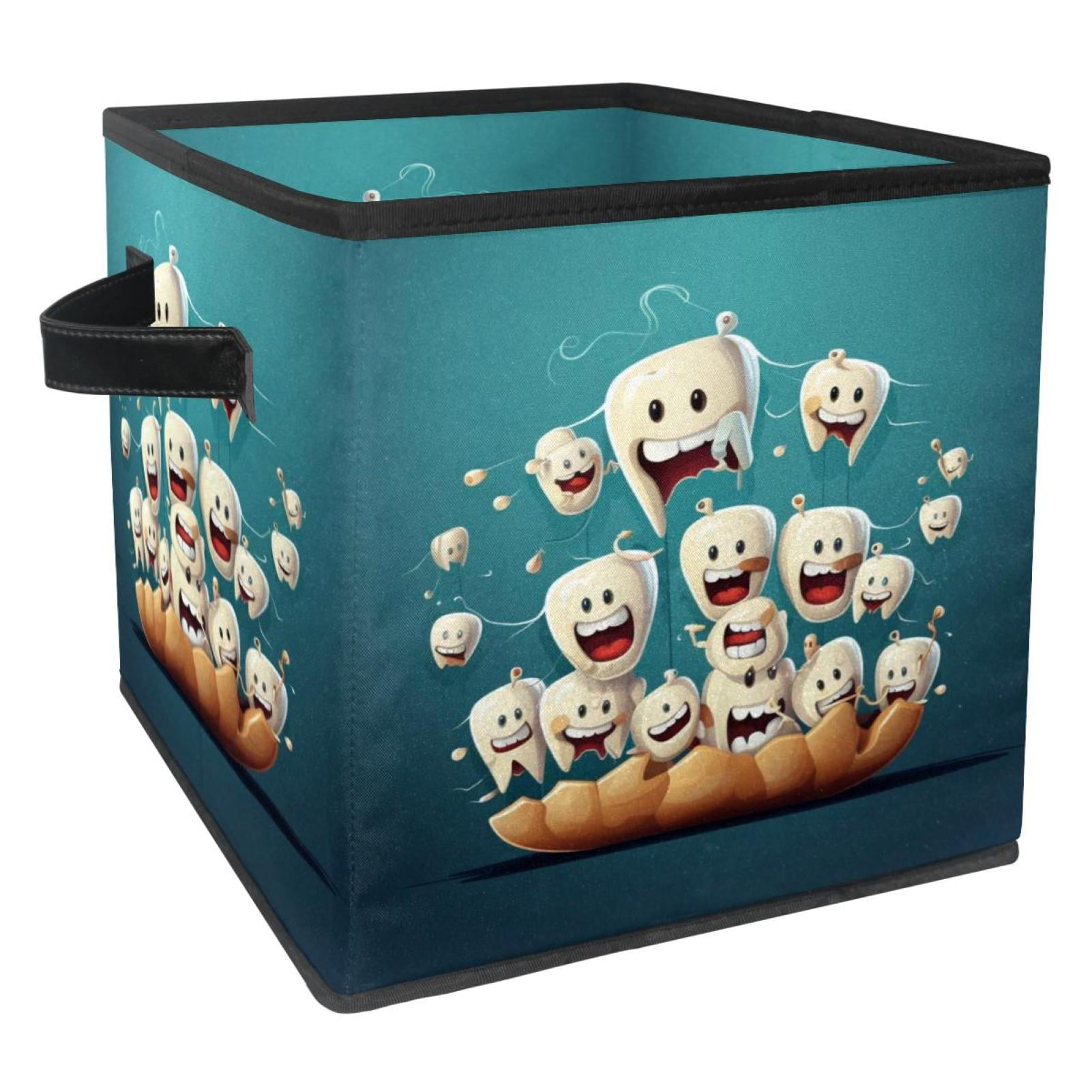 Tiny Teeth Foldable Storage Box with Handle, 10.8"x10.5"x10.6", Large ...