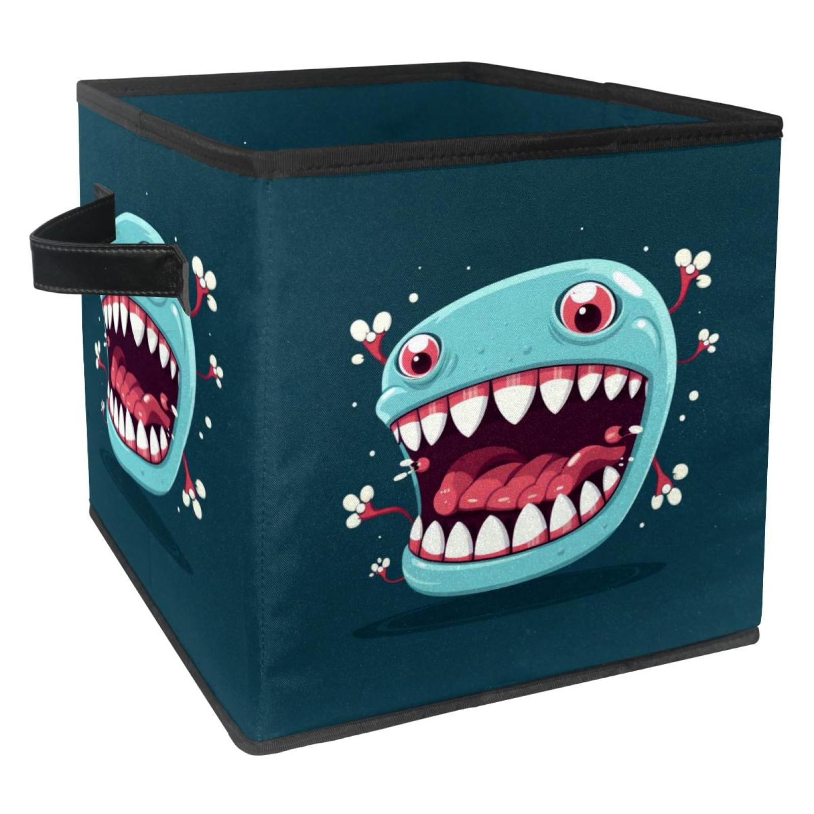 Tiny Teeth Foldable Toy Box Cube Organizer with Handle, 10.8"x10.5"x10 ...