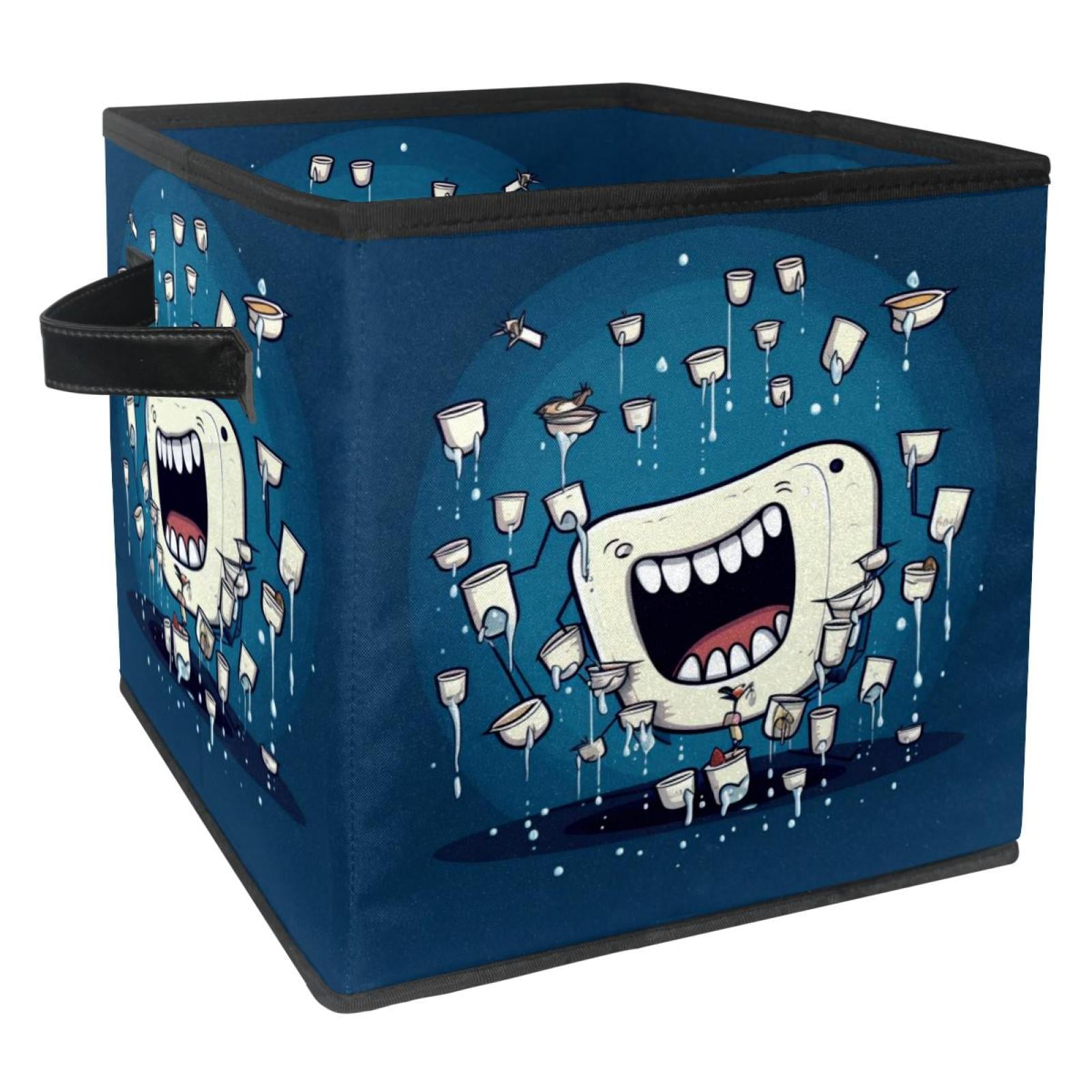 Tiny Teeth Foldable Toy Box with Handle, 10.8"x10.5"x10.6", Large ...