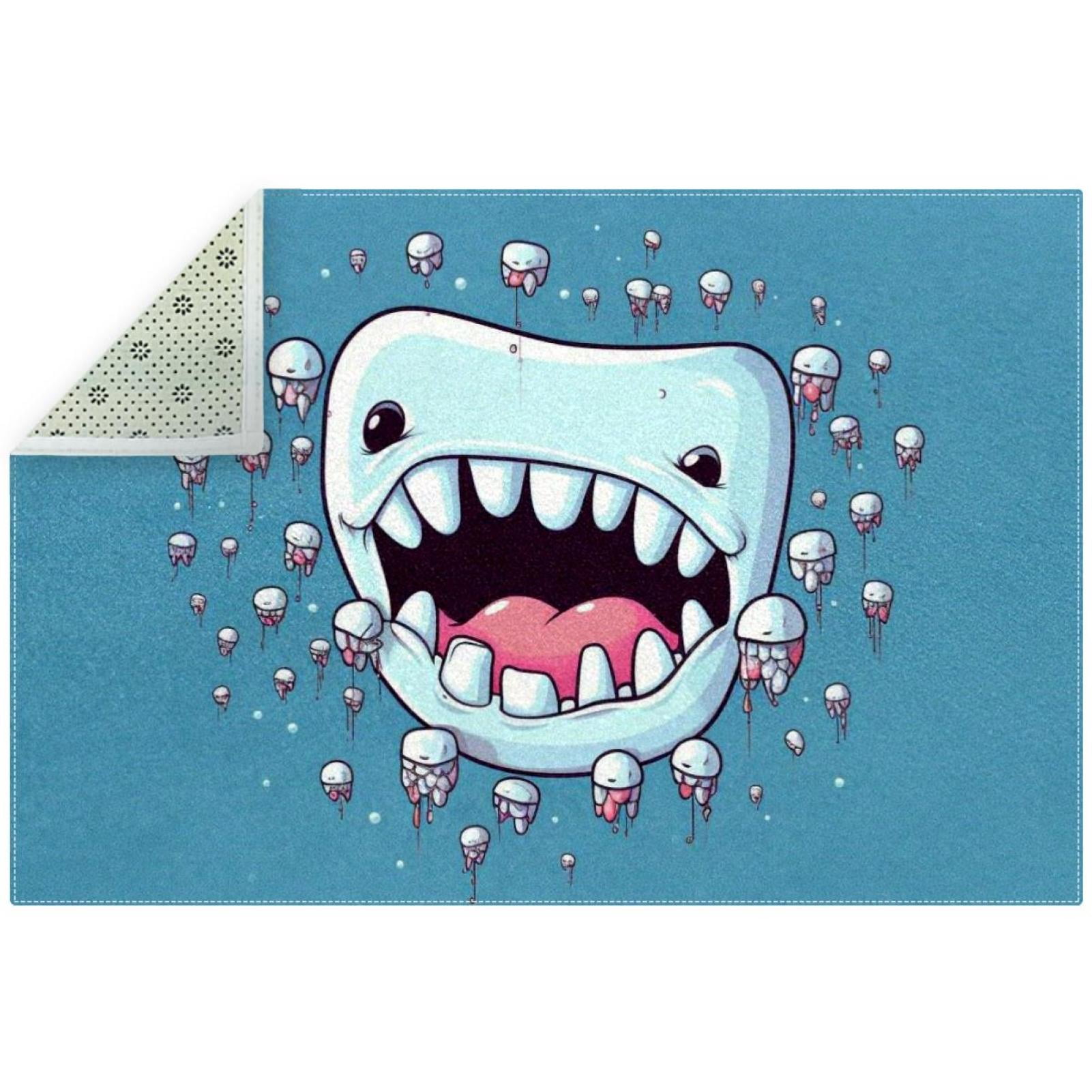 Tiny Teeth Office Mat with Right-Angle Design - Polyester Floor Mat for ...