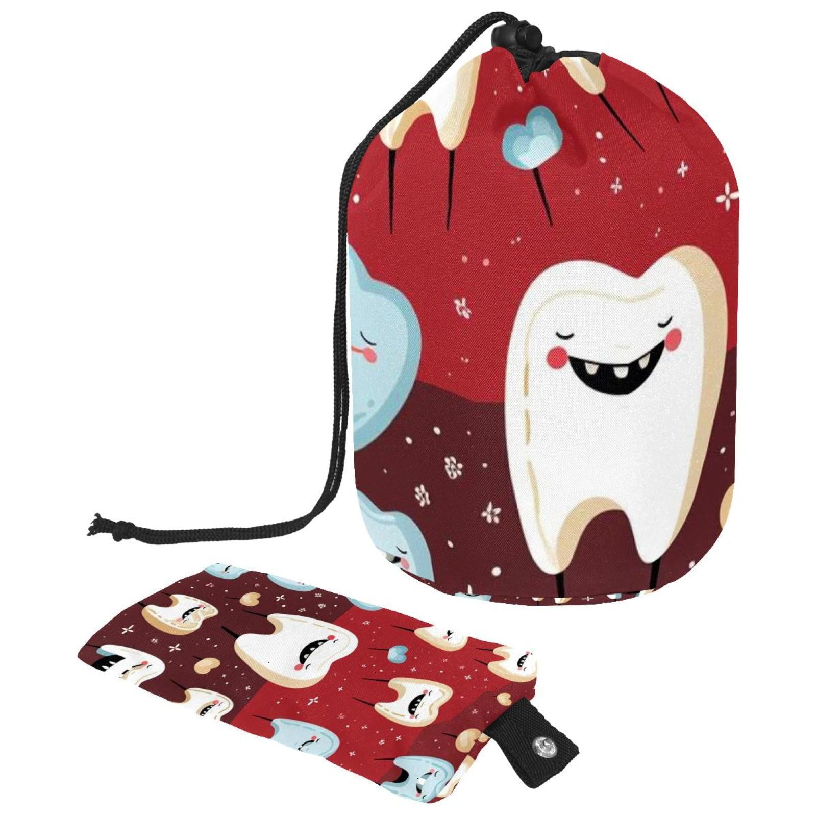 Tiny Teeth Portable Drawstring Foldable Travel Wash Bag with Mesh ...