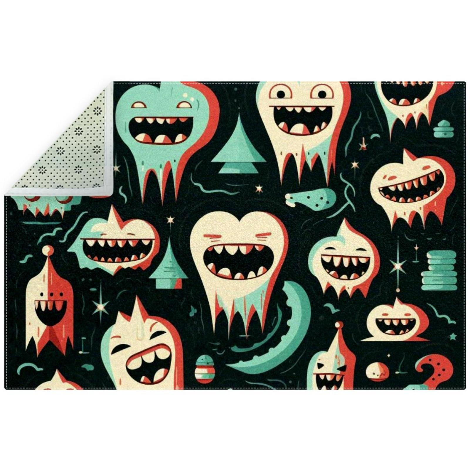 Tiny Teeth Square Polyester Floor Mat for Kitchen, Waterproof Cushioned ...