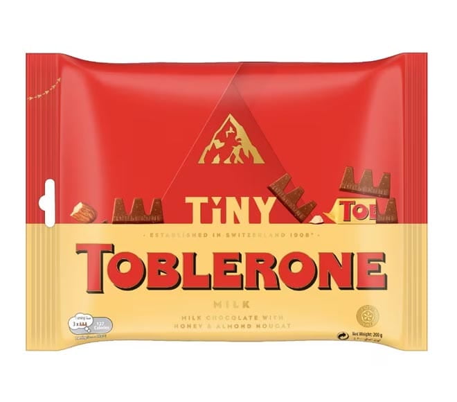 Tiny Toblerone Milk Chocolate Bars with Honey and Almond Nougat, 7.05 ...