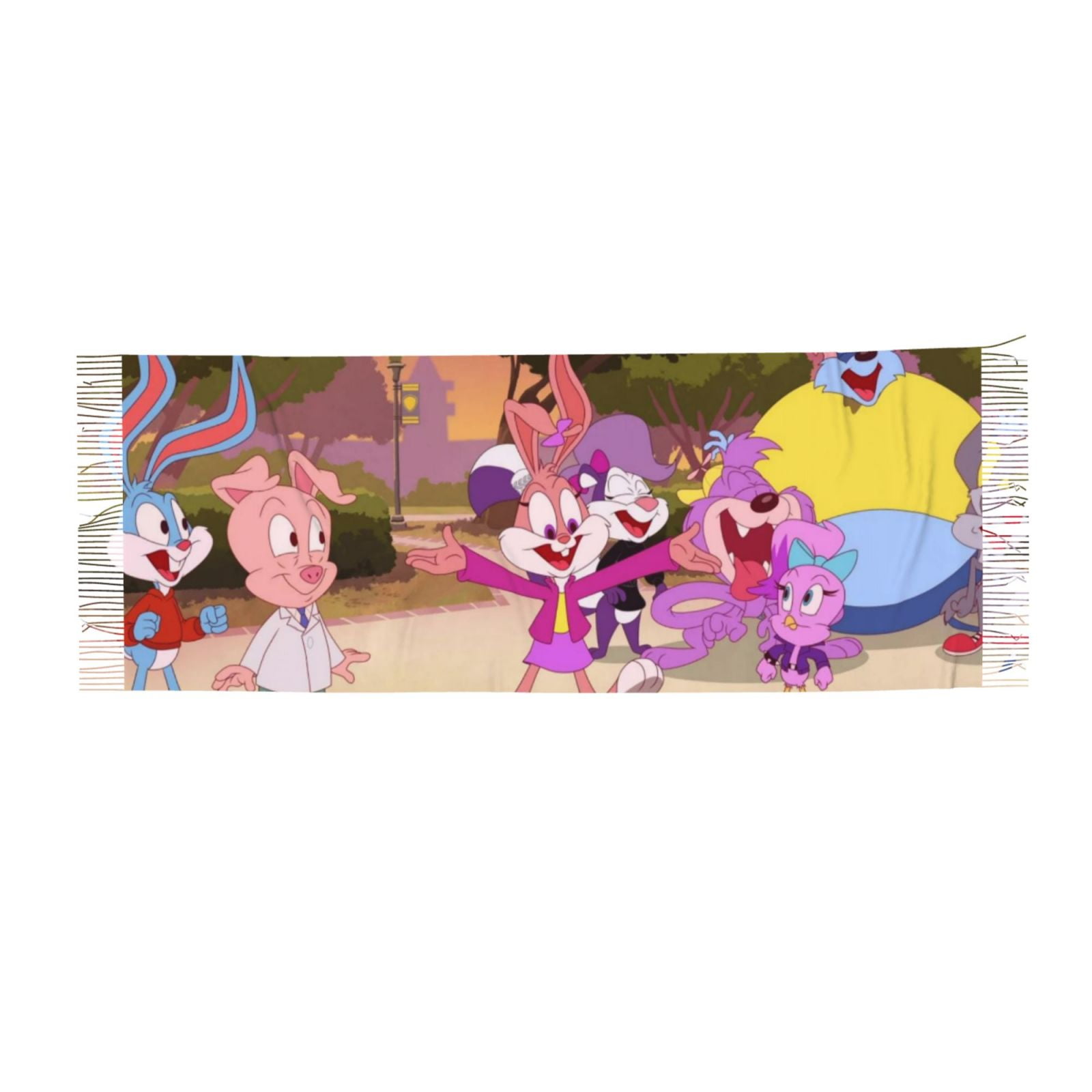 Tiny Toons Looniversity Cartoon Fringed Scarf Wrap Long Soft Winter ...