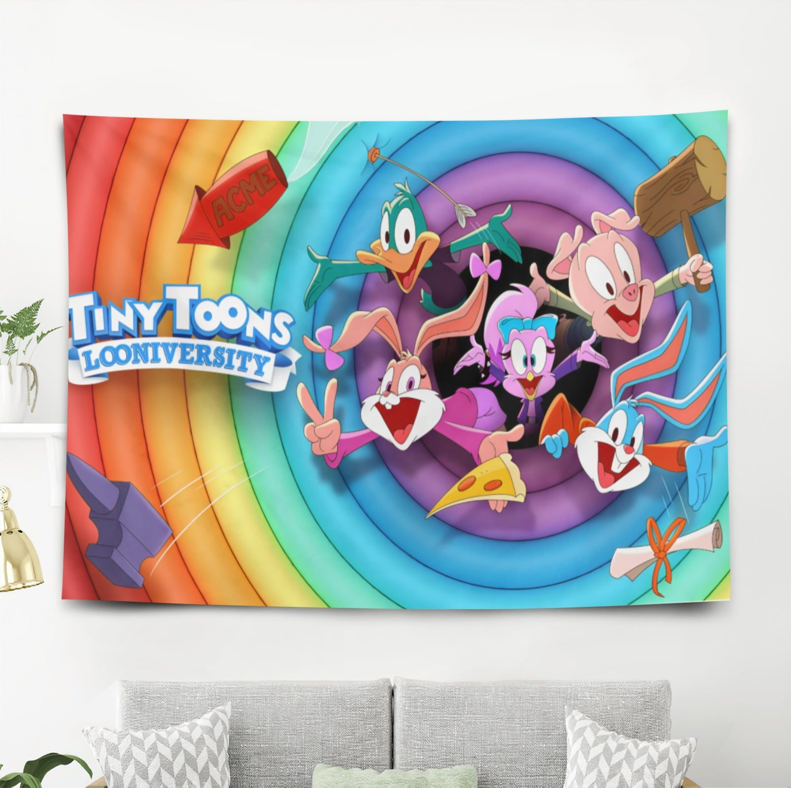 Tiny Toons Looniversity Tapestry Gift Wall Hanging Backdrop for Room ...