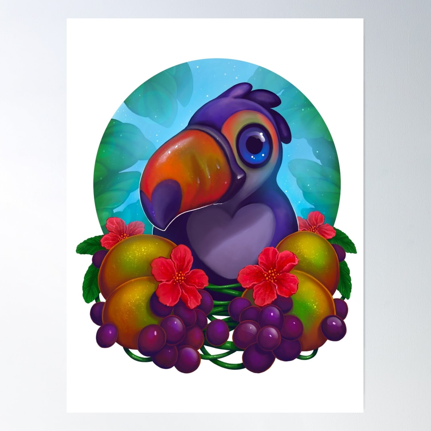 Tiny Toucan, Tons Of Fruit Poster Wall Art, Modern Wall Decor, 16x24 ...