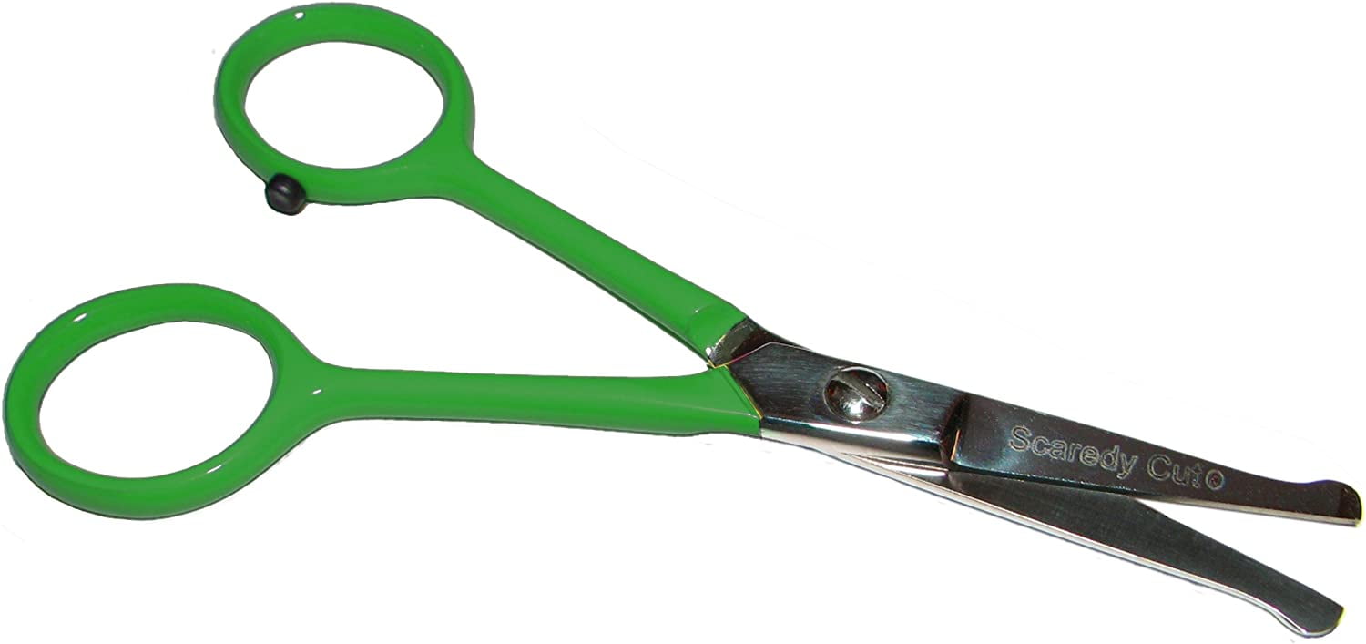 Scaredy Cut Tiny Trim 4.5" Ball-Tipped Pet Grooming Scissor, Green, Ear ...