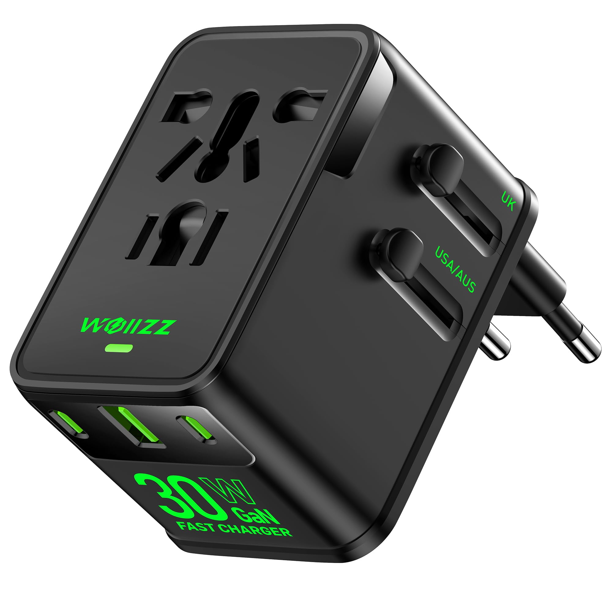 Tiny Universal Travel Adapter, 30W GaN Fast Charging International ...