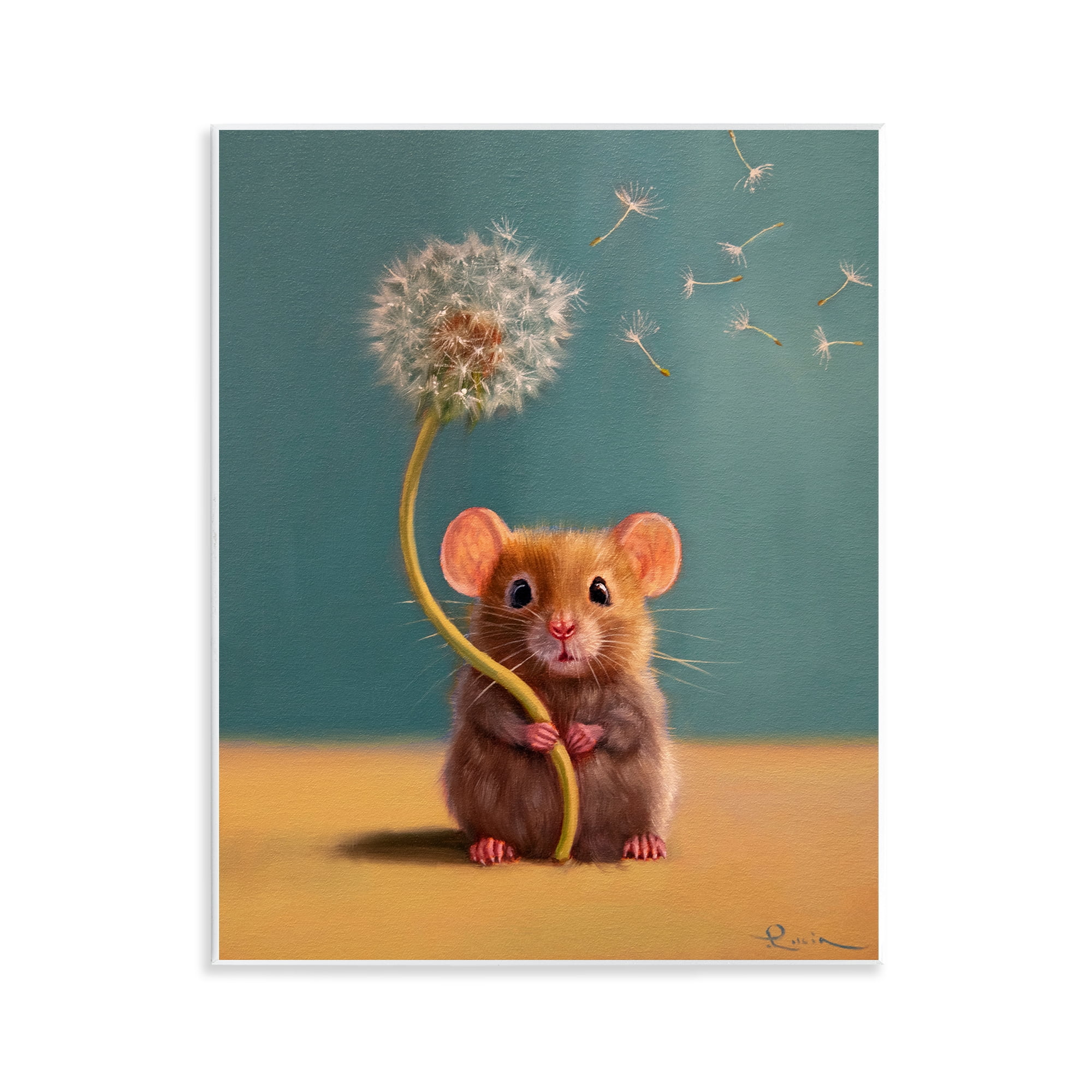 Tiny Wishes Mouse & Dandelion Wall Plaque Art, design by Lucia ...