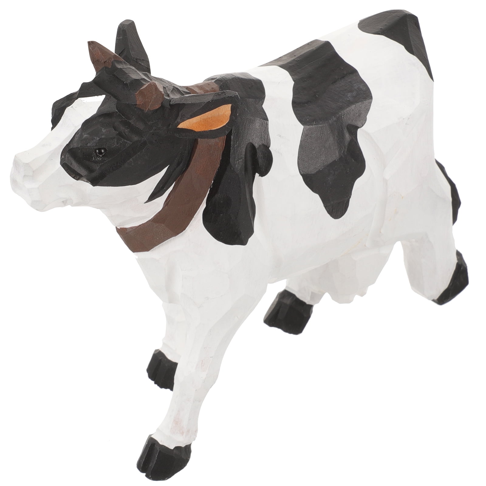 Tiny Wood Animals Cow Figures Models Home Decor Statue Mini Living Toom ...