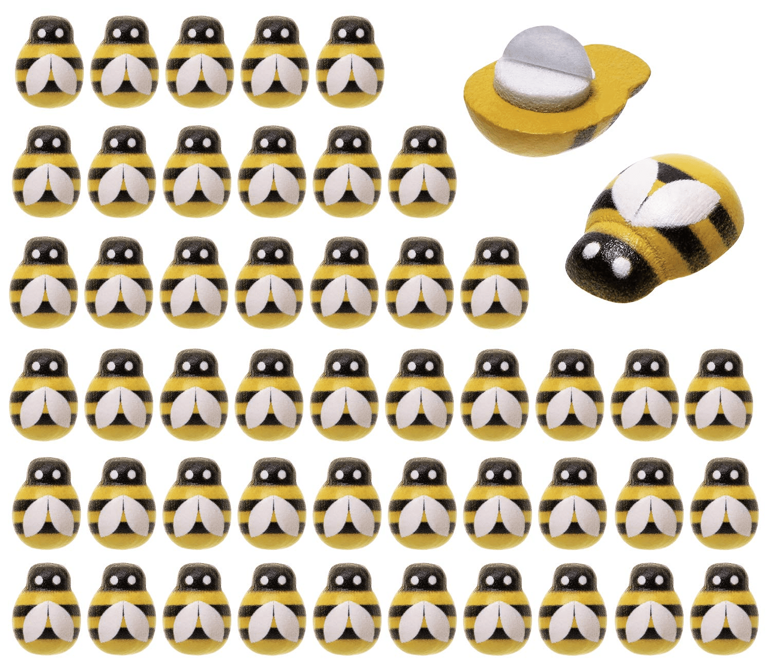 100Pcs Mini Wooden Bee Embellishments, Self-Adhesive, Flatback for ...