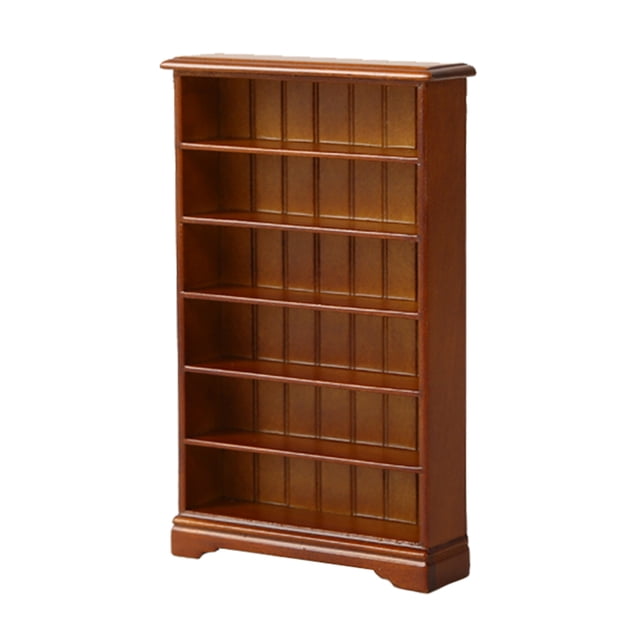 Tiny Wooden Library Ornament Miniature Bookshelf Model 6 Tiers Bookcase ...