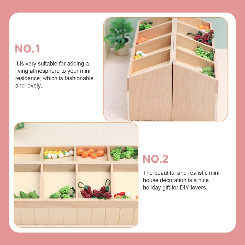 Tiny Wooden Vegetable Rack Decorative Vegetable Display Shelf Miniature ...