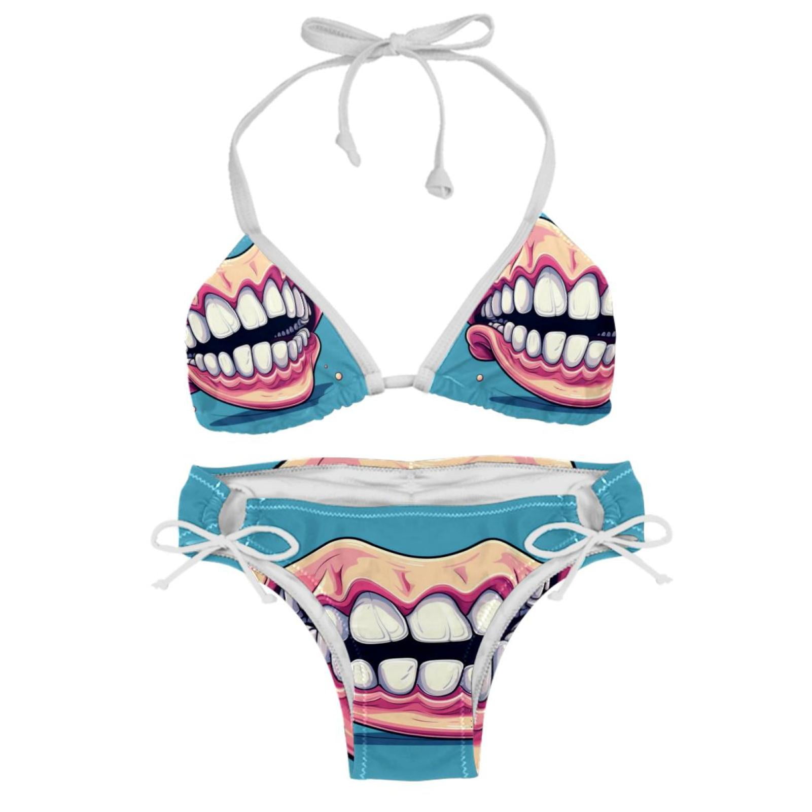 Tiny teeth Detachable Sponge Adjustable Strap Bikini Set Swimsuit Two ...