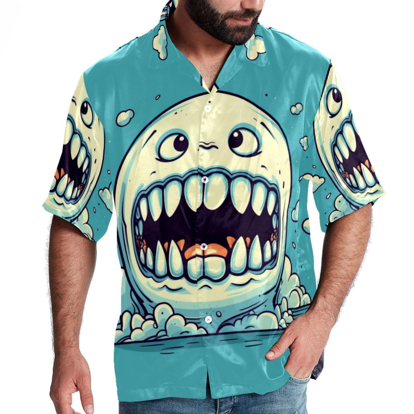 Tiny teeth Men's Short Sleeve Hawaiian Shirt, Casual Printed Button ...