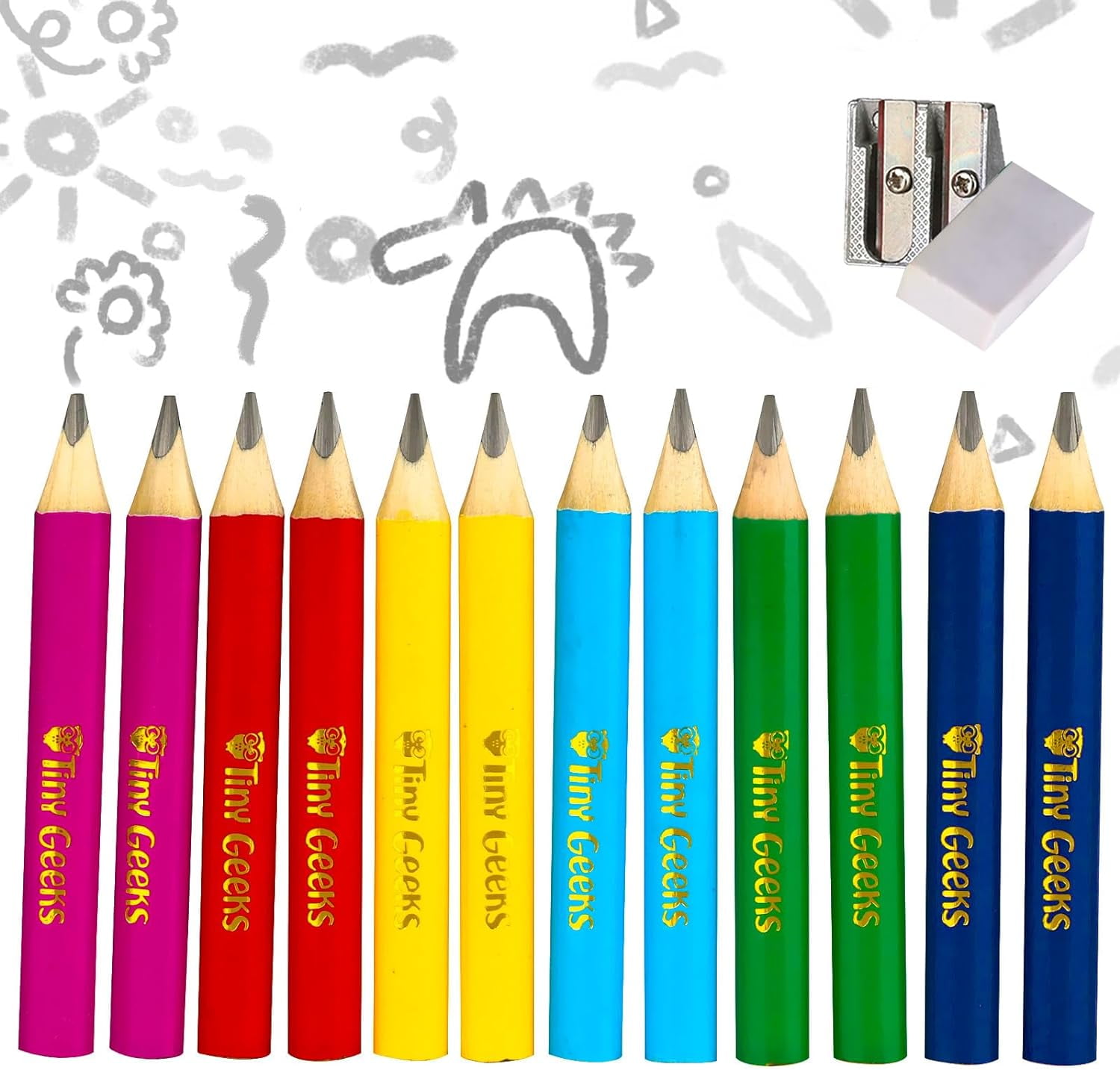 TinyGeeks Jumbo Pencils - Fat Triangle Shaped Short Pencils for Kids ...
