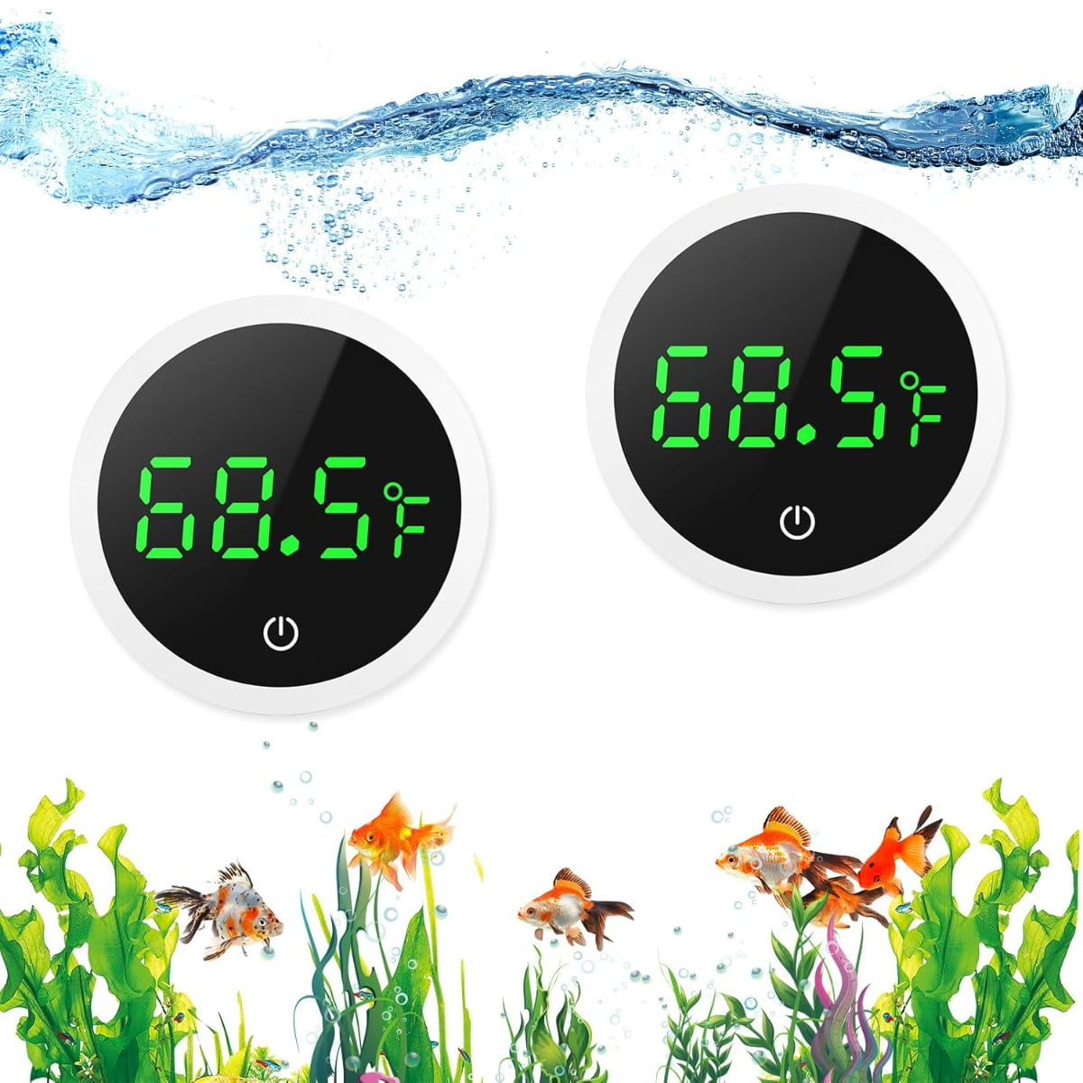 TinyGlam 2 Pack Digital Fish Tank Thermometer, Wireless Stick-on ...