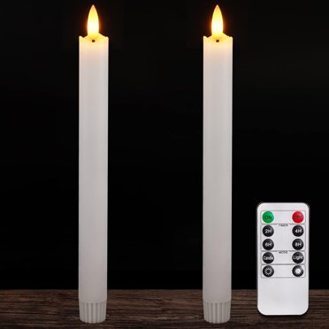 Mainstays 2 pcs LED Flameless Plastic Taper Candle with Wax Coasted in ...
