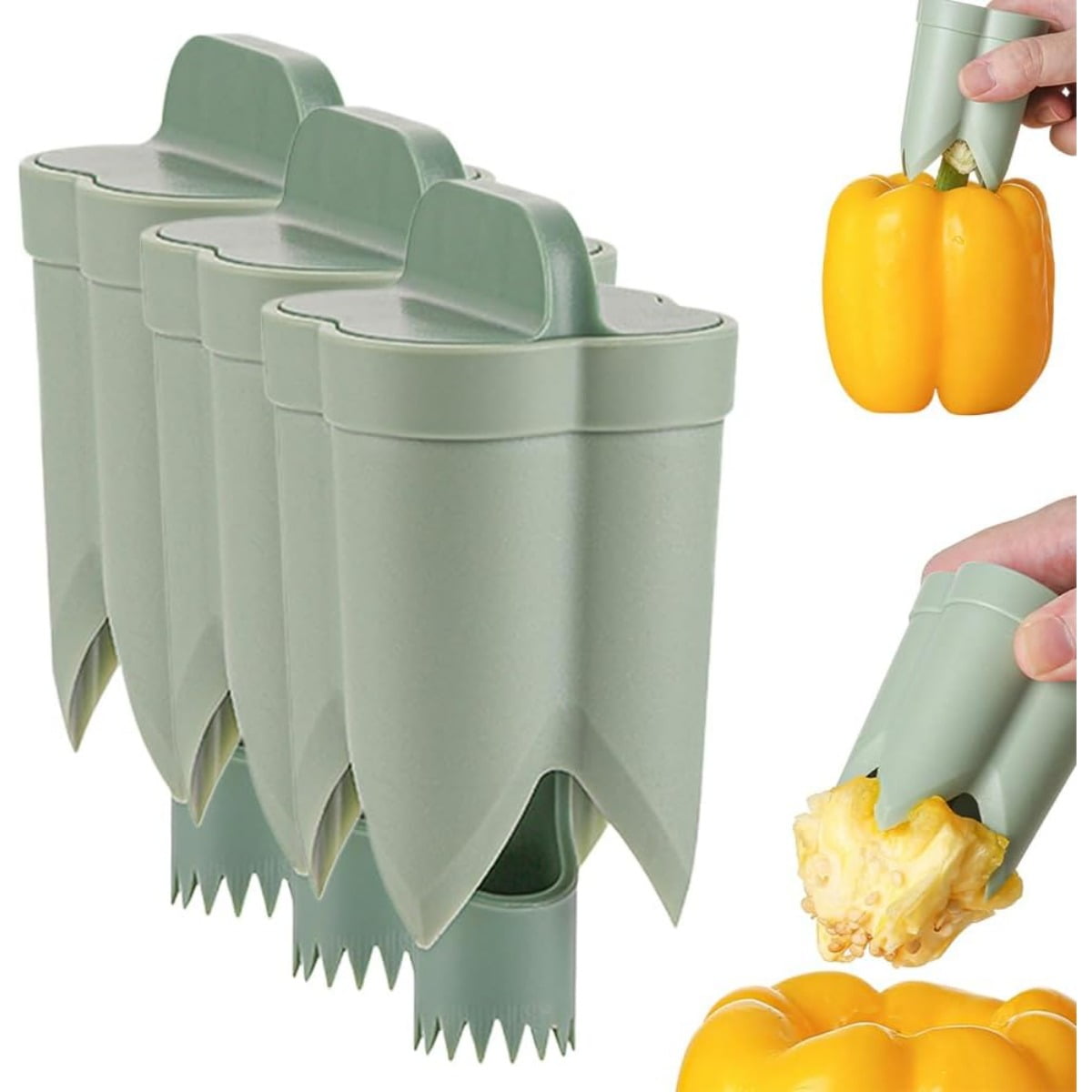 TinyGlam 2-in-1 Fruit Pepper Corer, Bell Pepper Cutter Peppers Seed ...