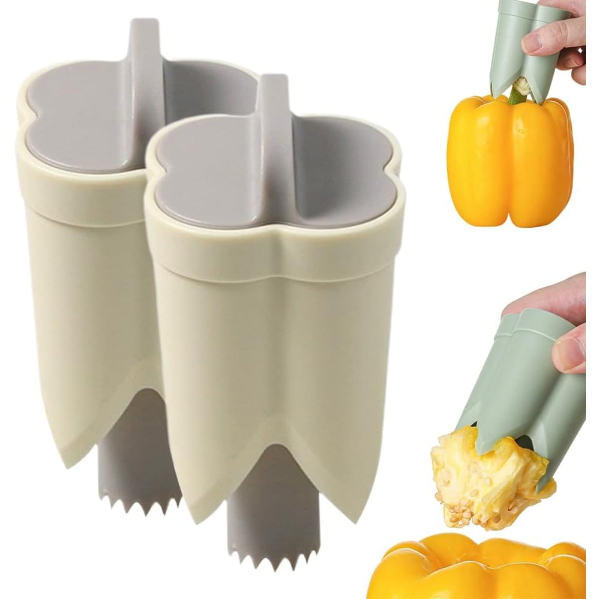 TinyGlam 2-in-1 Fruit Pepper Corer, Bell Pepper Cutter Peppers Seed ...