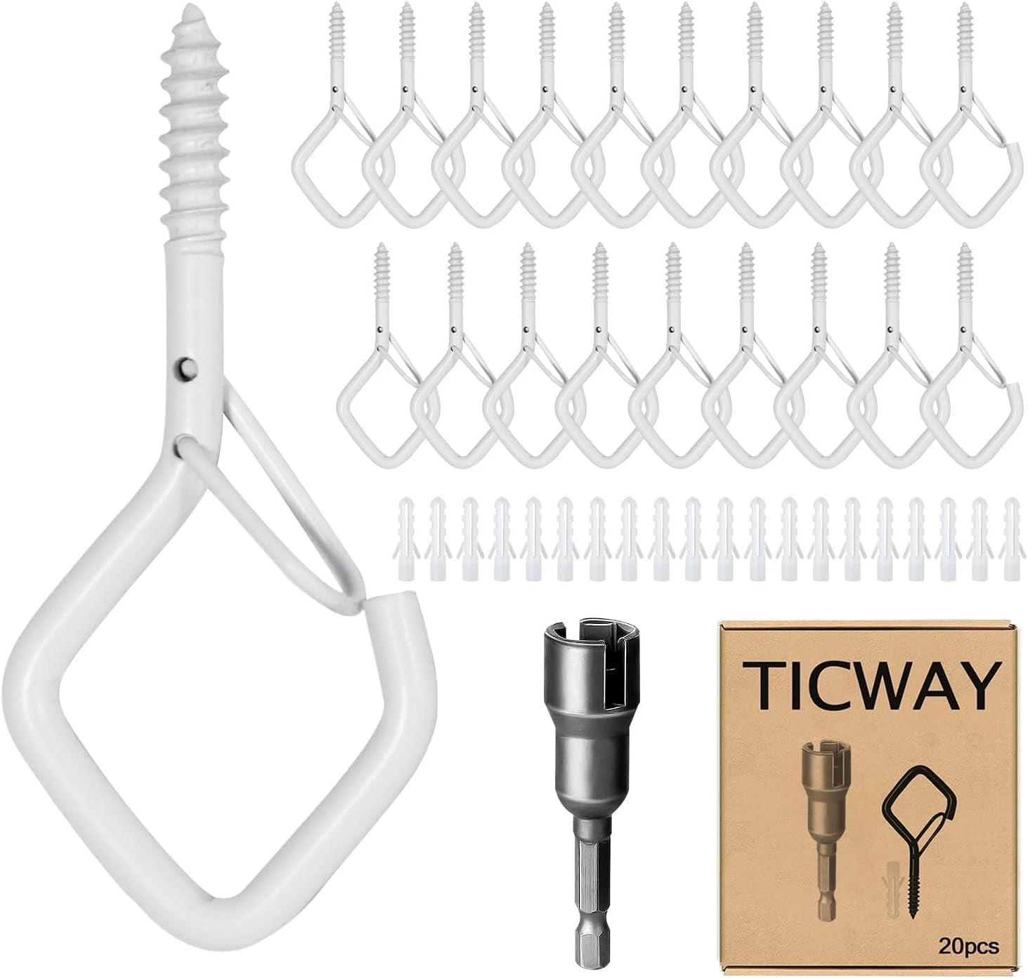 TinyGlam 20 PCS Q-Hanger Hooks for String Lights,Ceiling Hooks for ...