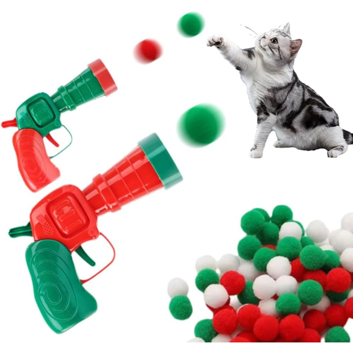 TinyGlam Christmas Cat Toy Ball, Cat Toy Balls with Launcher Set, 2025 ...