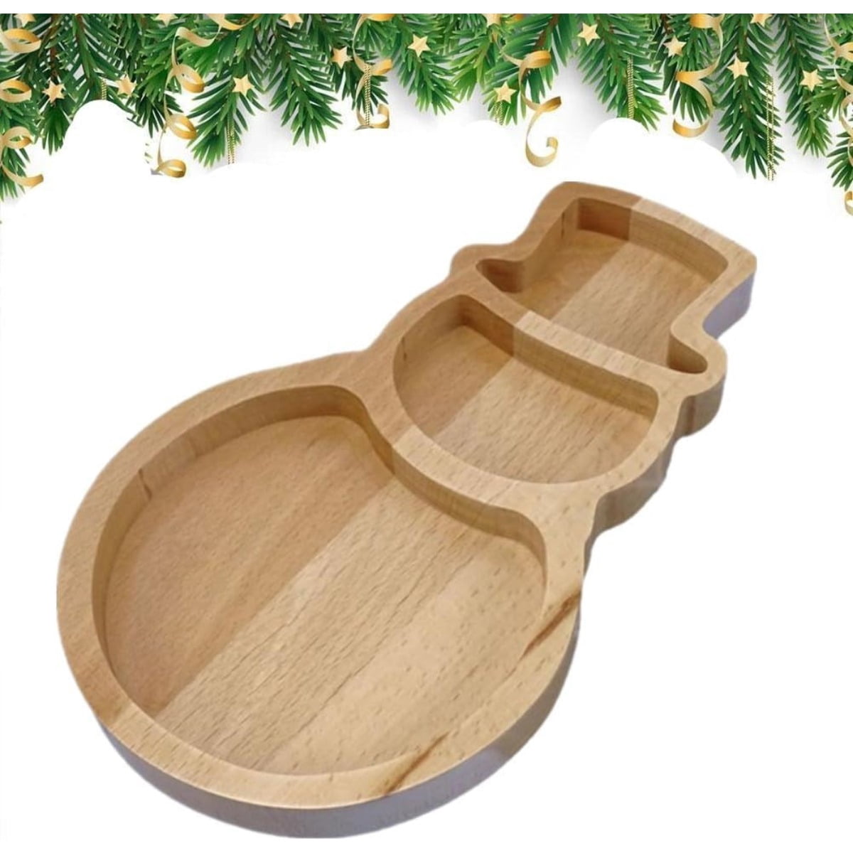 TinyGlam Christmas Wood Serving Tray Snowman Shaped Wooden Serving ...