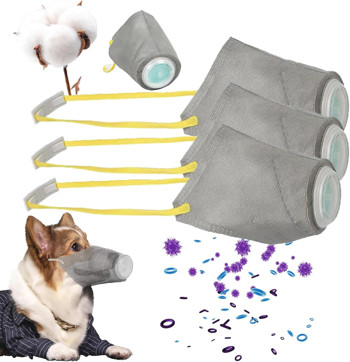 TinyGlam Dog Mask, Reusable Dog Muzzles, Adjustable Breathable Pet ...