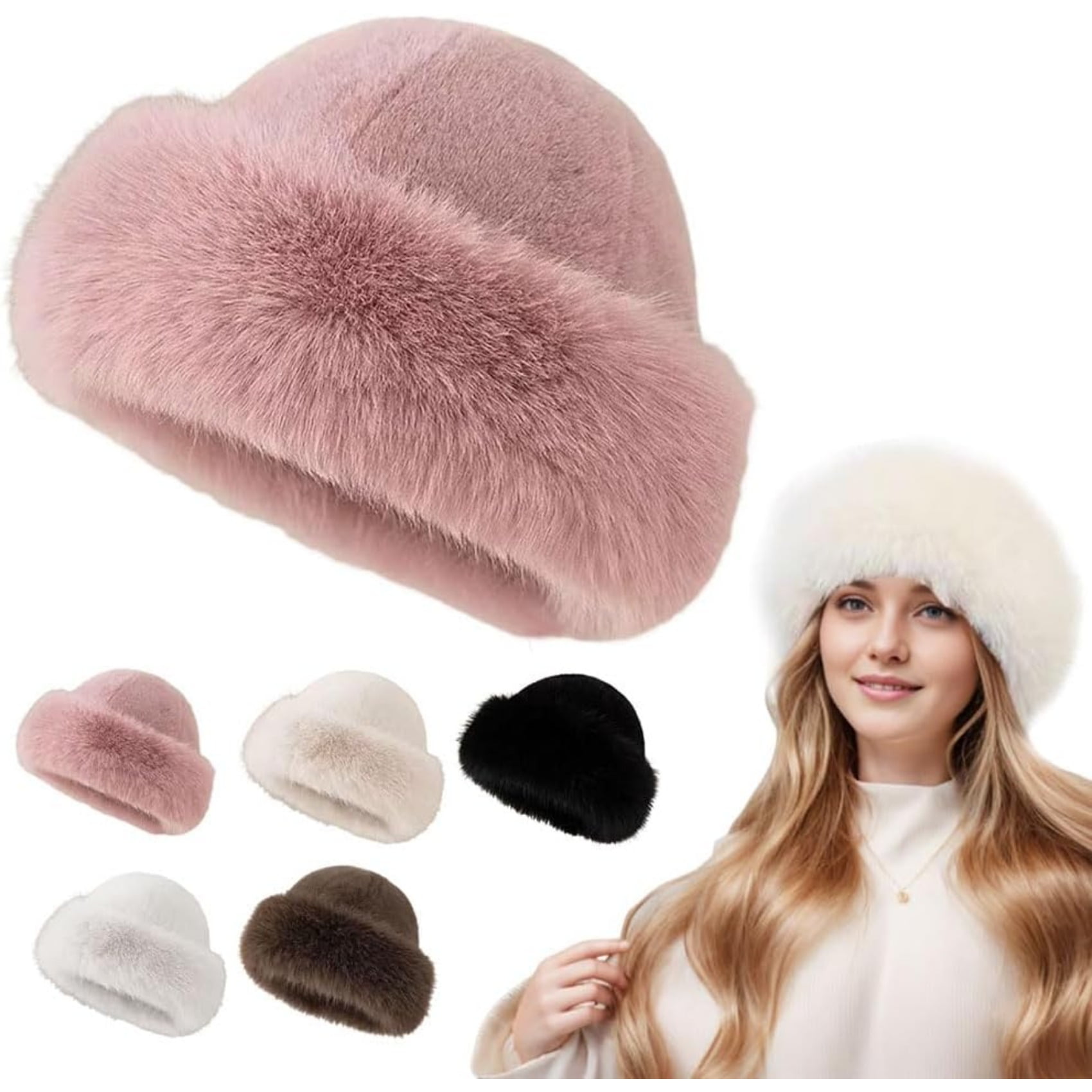 TinyGlam Faux Fur Bucket Hat 2025 New Warm Plush Fluffy Furry Mink Hats ...