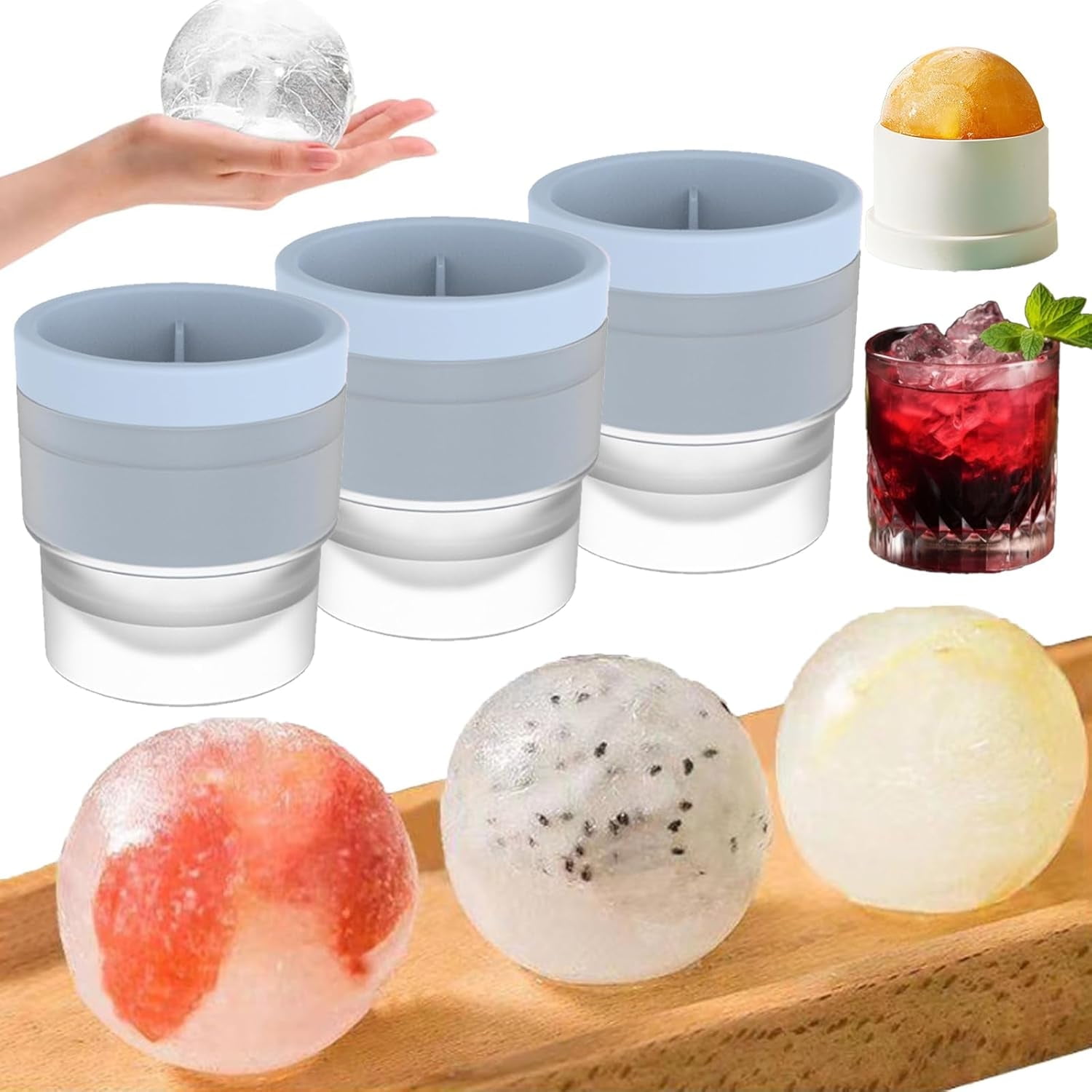 TinyGlam Food Grade Stackable Slow Melting DIY Ice Ball for Cocktail ...