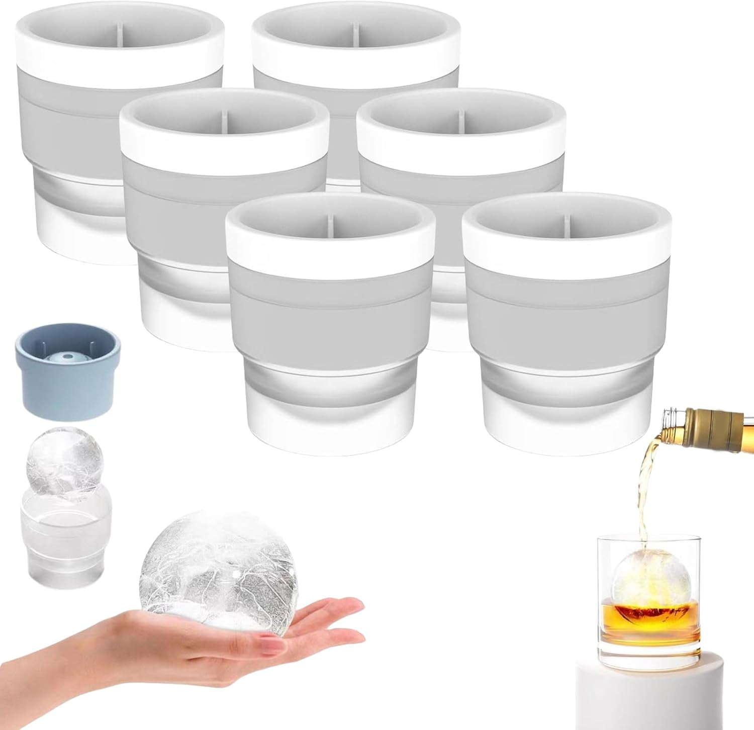 TinyGlam Food Grade Stackable Slow Melting DIY Ice Ball for Cocktail ...