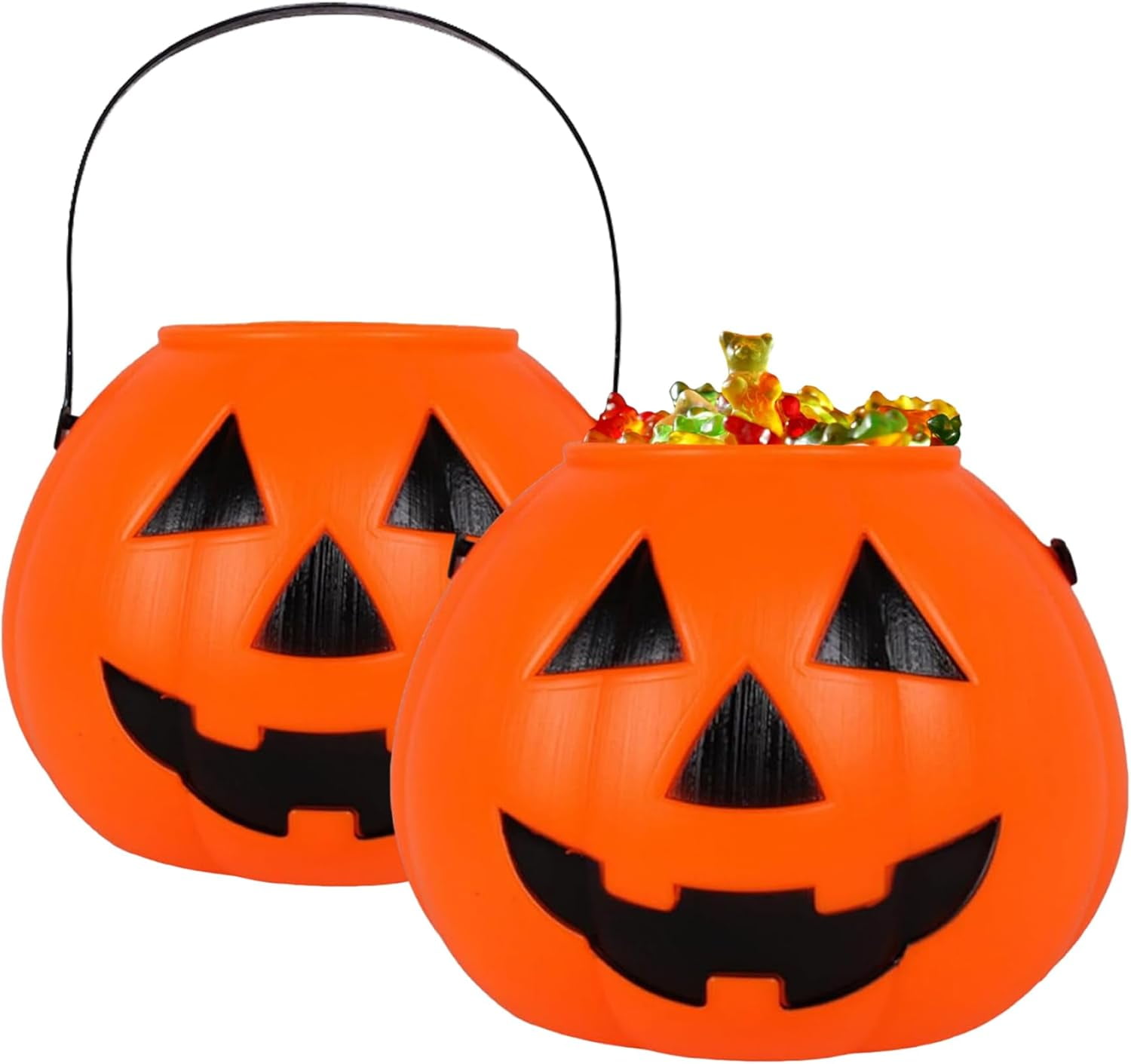 TinyGlam Pumpkin Candy Bucket, Plastic Pumpkin Bucket 2PCS 6.7x5.6in ...