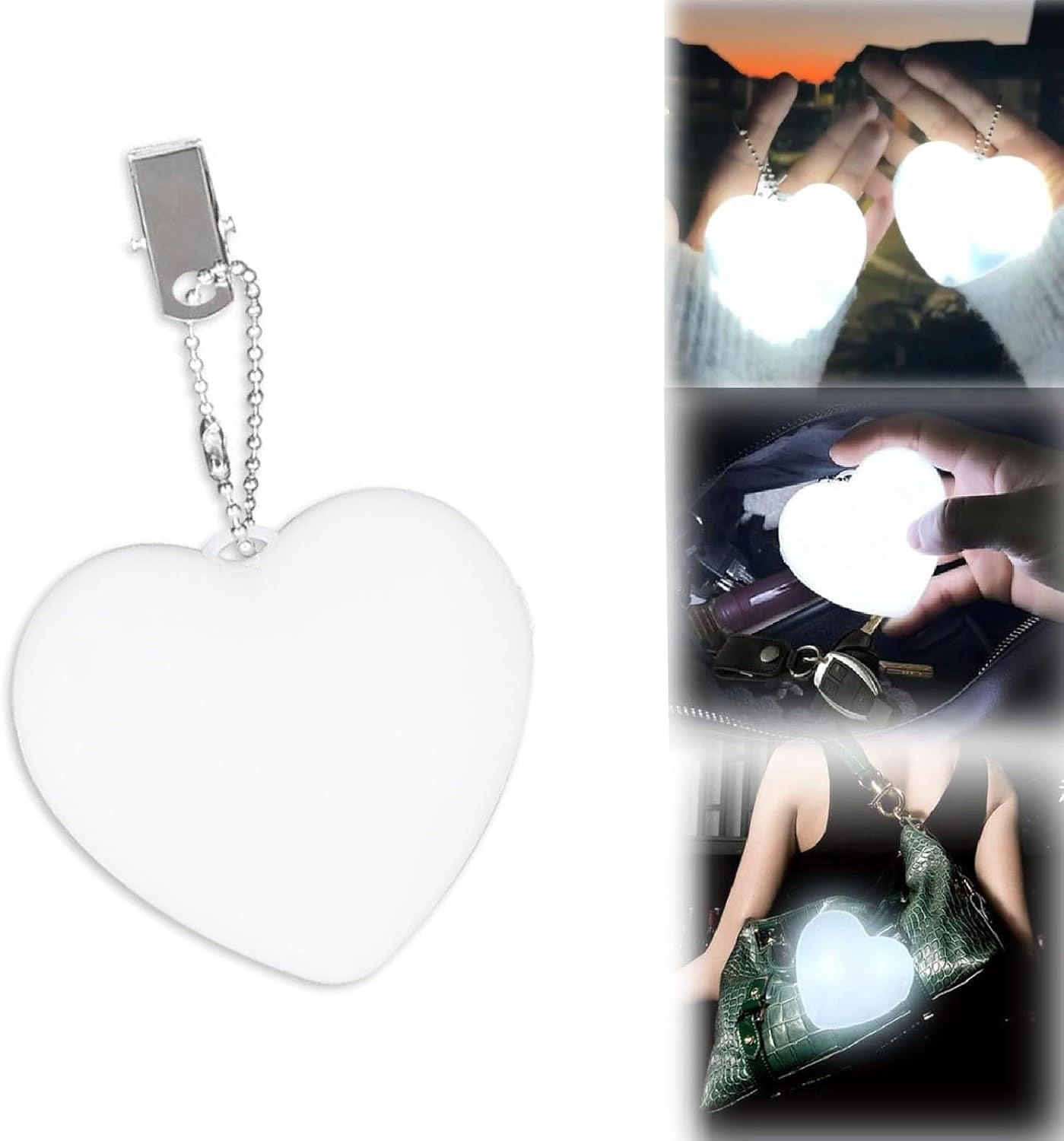 TinyGlam Purse Glow Heart Light, Glow Heart for Purse, LED Automatic ...