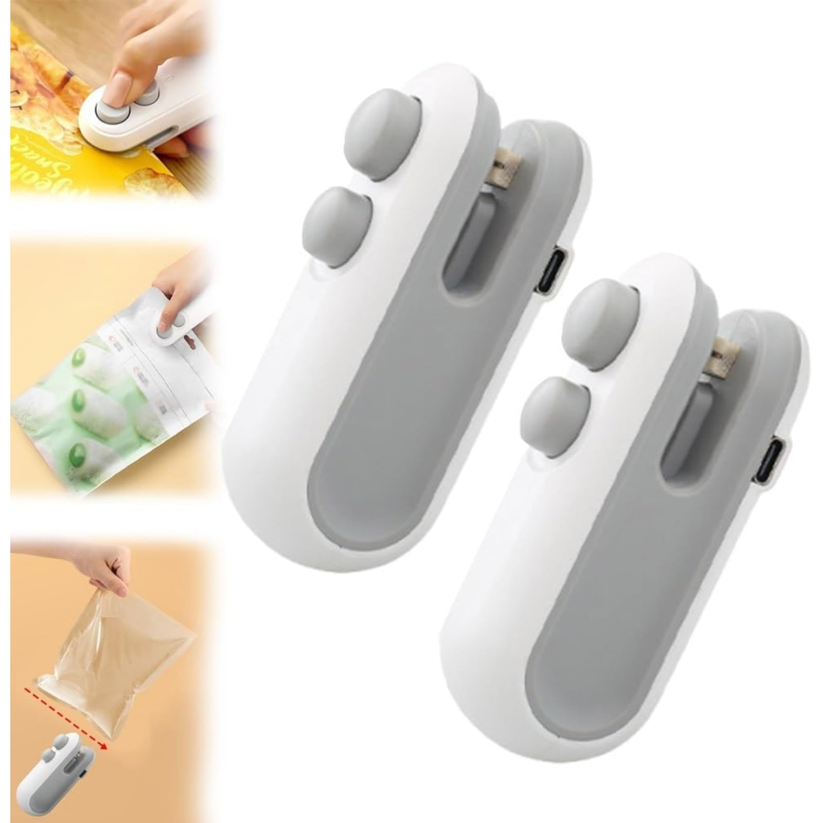 TinyGlam Small 2-in-1 Rechargeable Magnetic Snack Sealer, Household ...