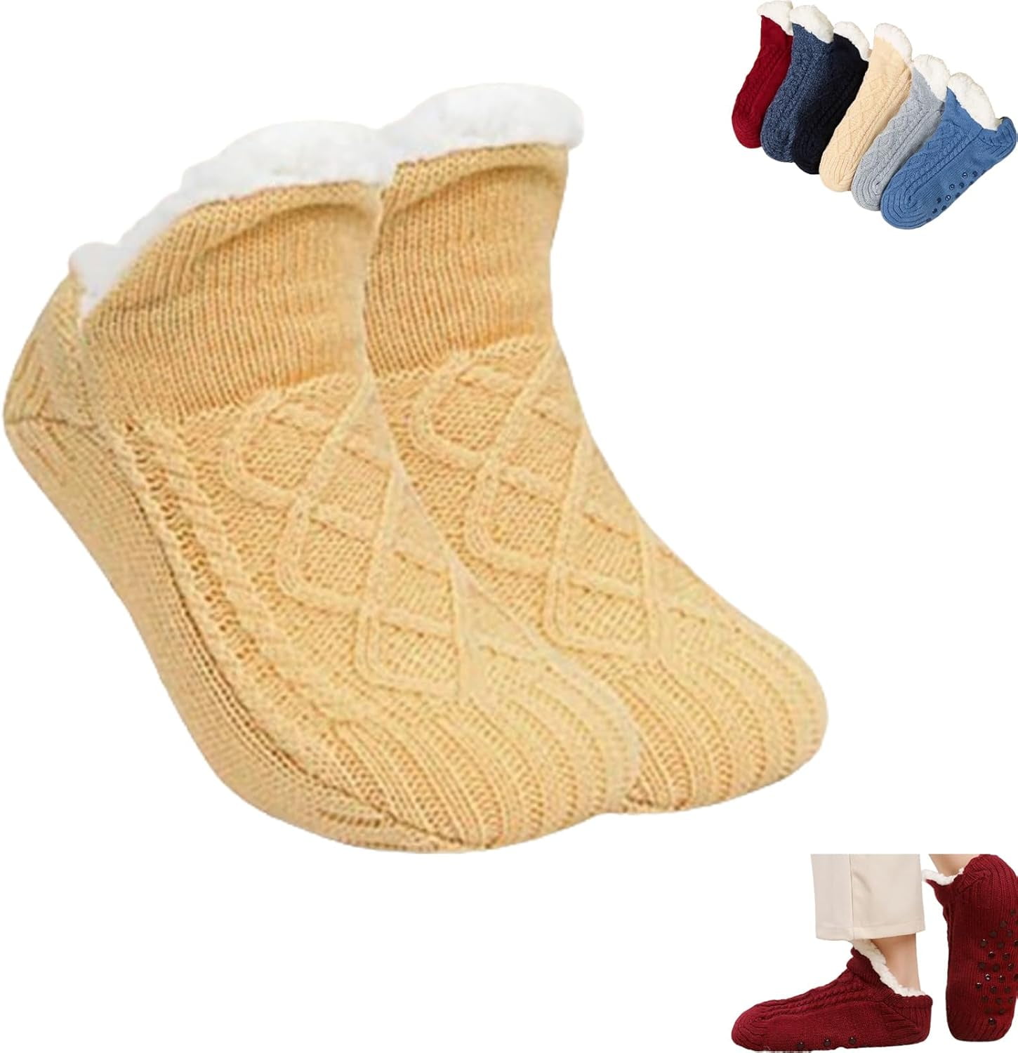 TinyGlam Truecups Fleece Socks, House Socks for Men Women Indoor ...