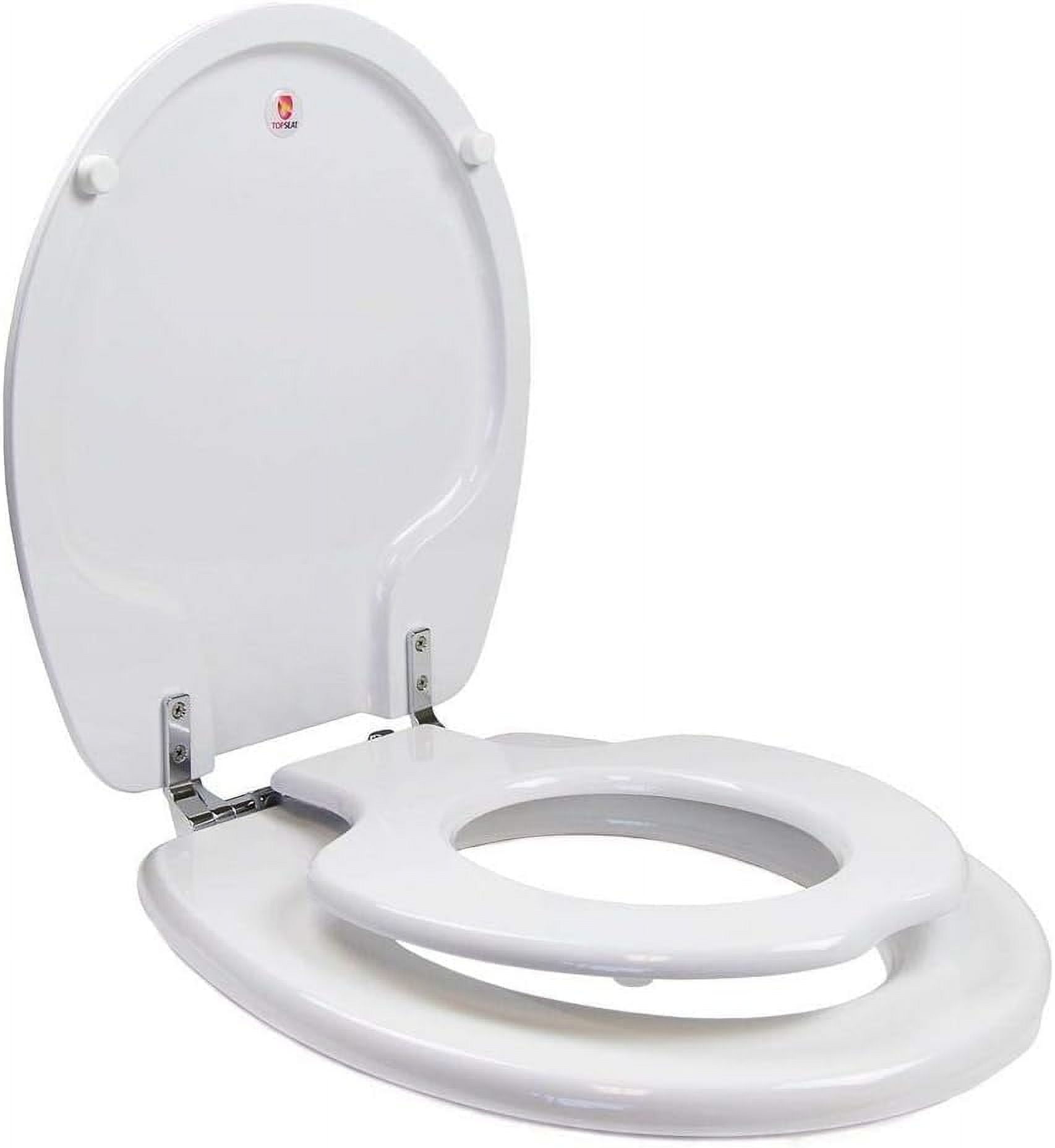 TinyHiney Potty Round Toilet Seat, Adult/Child, w/Chromed Metal Hinges ...