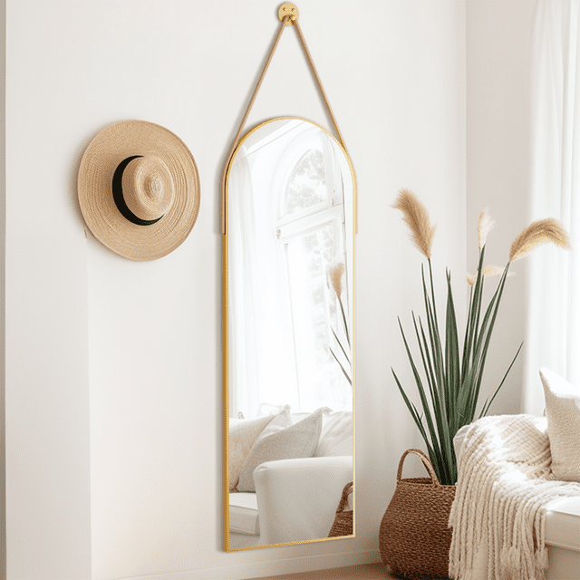 "TinyTimes Large 48""x16"" Arched Mirror, Full Body, Hanging with ...