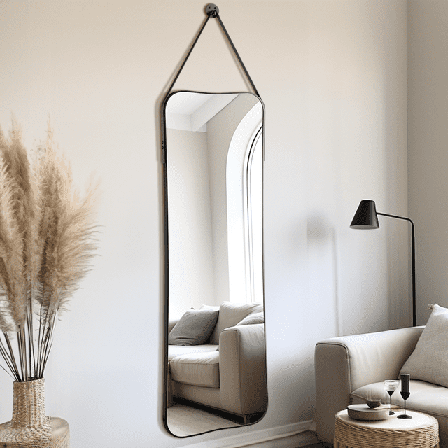 "TinyTimes 48""x16"" Full Body Mirror, Modern Wall Mirror with Leather ...