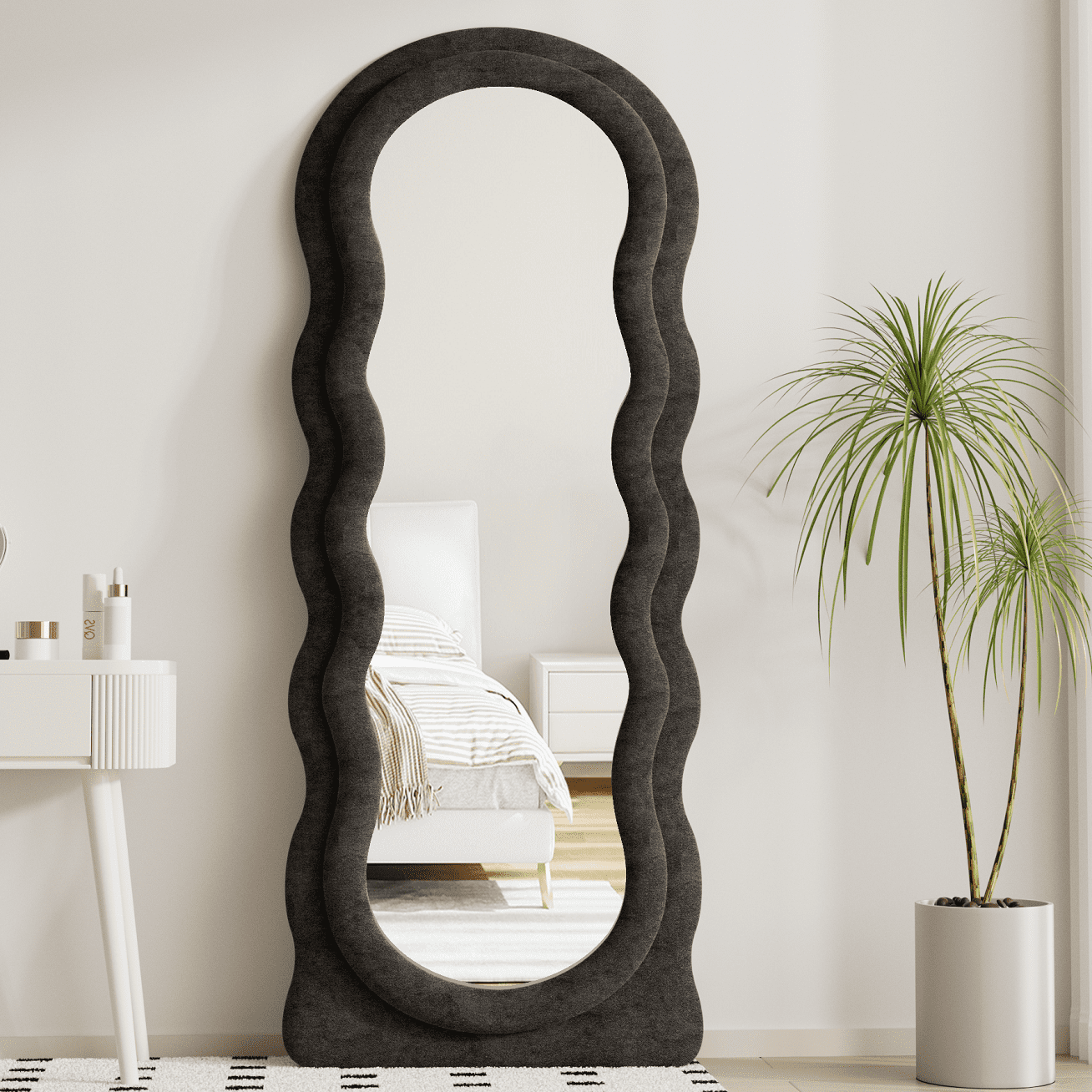 TinyTimes 63"x24" Wavy Floor Mirror, Modern Full Length Mirror, Full ...