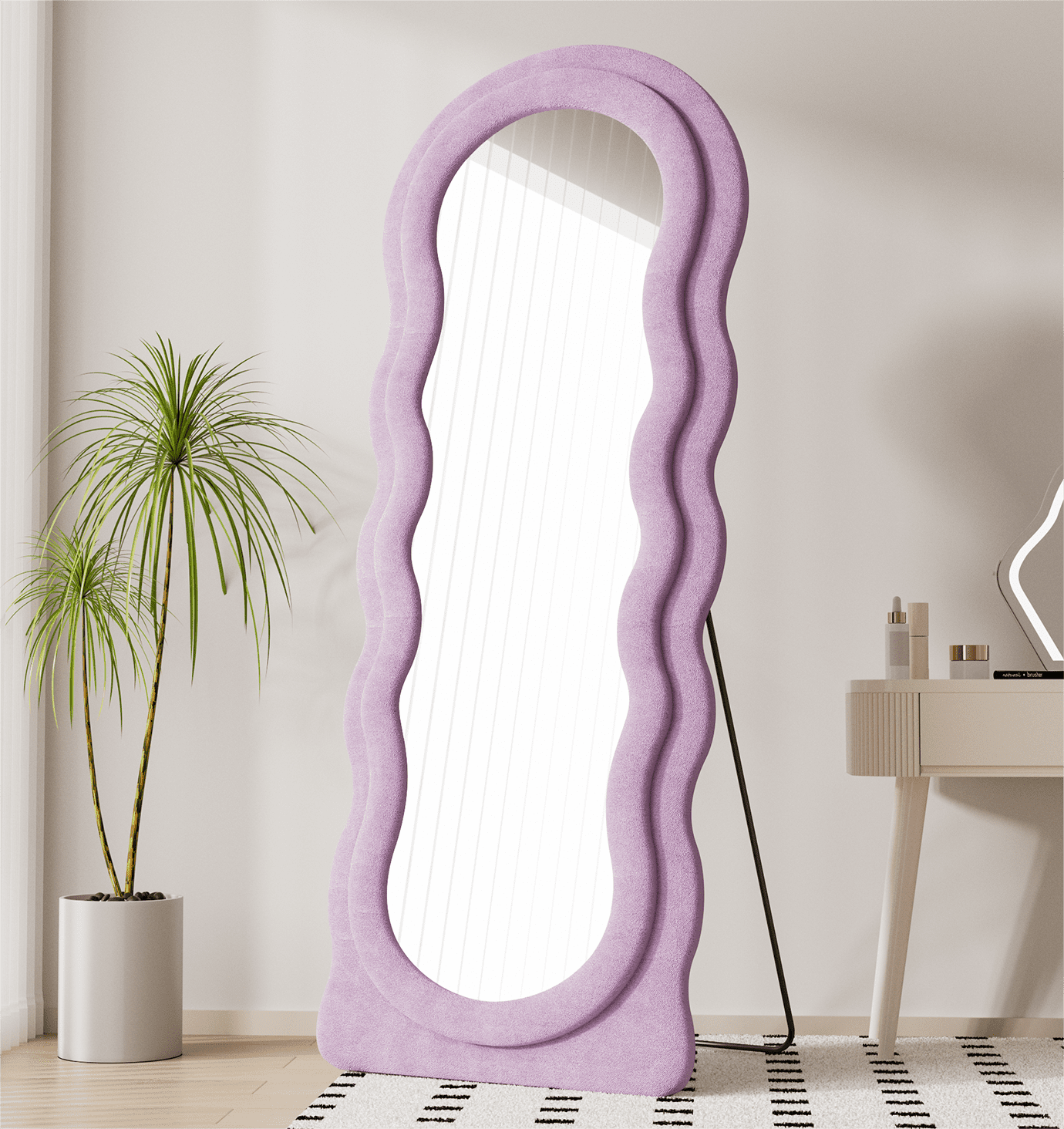 TinyTimes 63"x24" Wavy Full Length Mirror, Modern Floor Mirror with ...