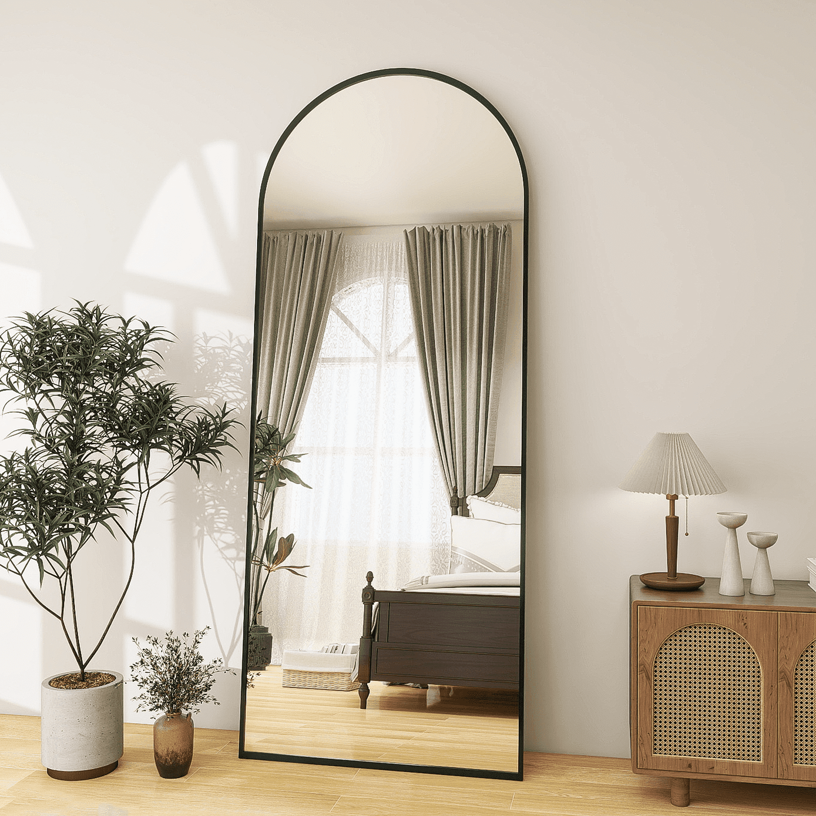 "TinyTimes 64""x21"" Arched Full Length Mirror, Freestanding, Wall ...