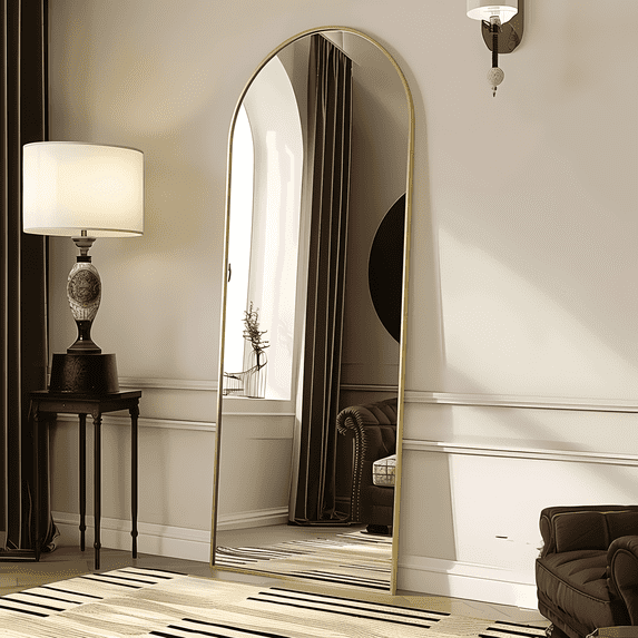 "TinyTimes Versatile 65""x22'' Modern Gold Arched Full Length Mirror ...
