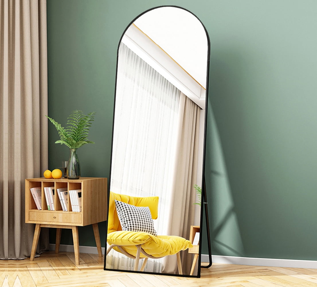 TinyTimes 22"x65" Arched Full Length Standing Mirror Wall Mirror, Black - Walmart.com