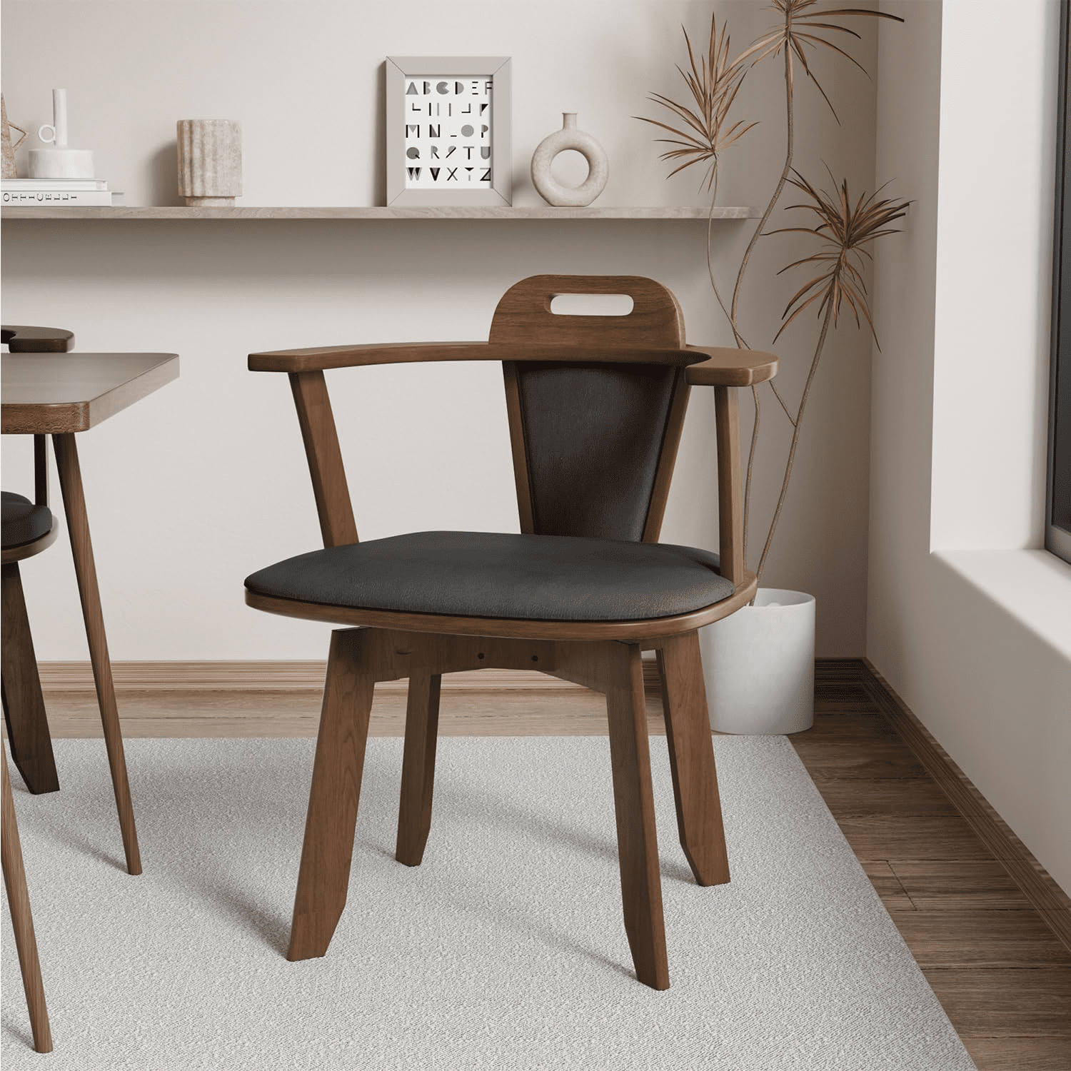 TinyTimes Swivel Wood Dining Chair Conference Office Desk Chair for ...