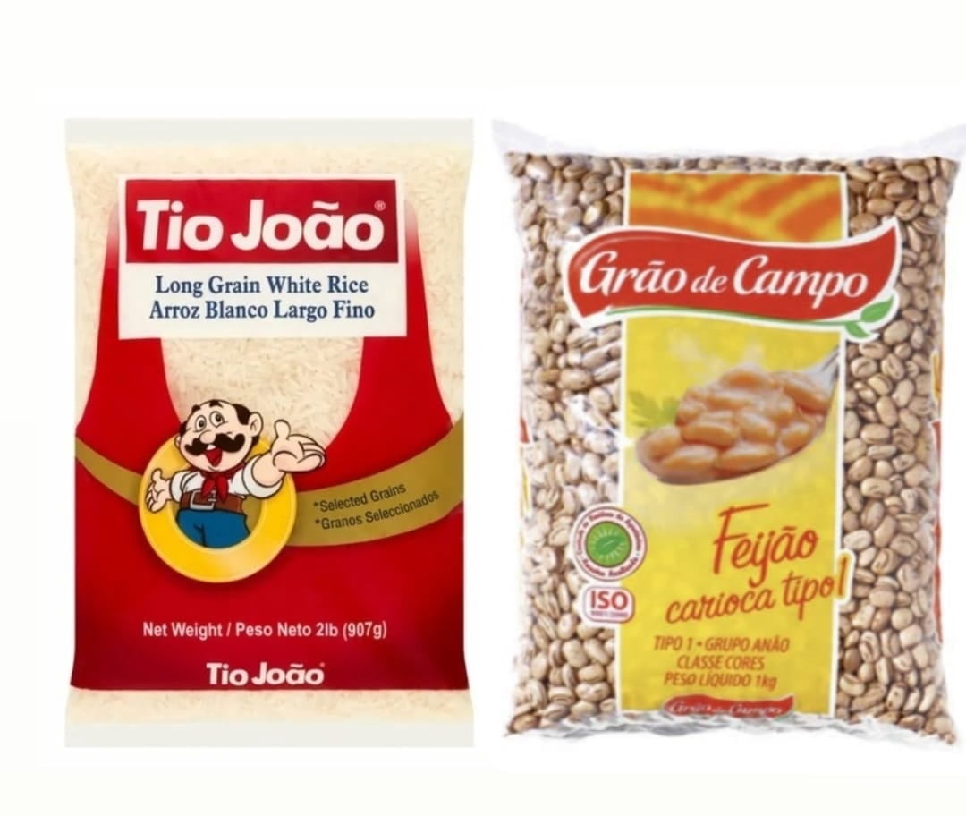 Tio Joao Brazilian White Rice 2 lb + Grao de Campo Pinto Beans 2.2 lb ...