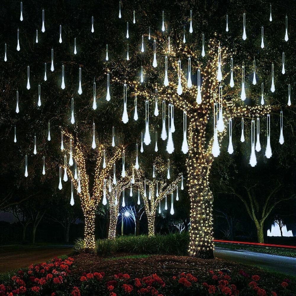 TiokMc Waterproof LED Meteor Shower Christmas Lights, 30cm 10 Tubes 360 ...