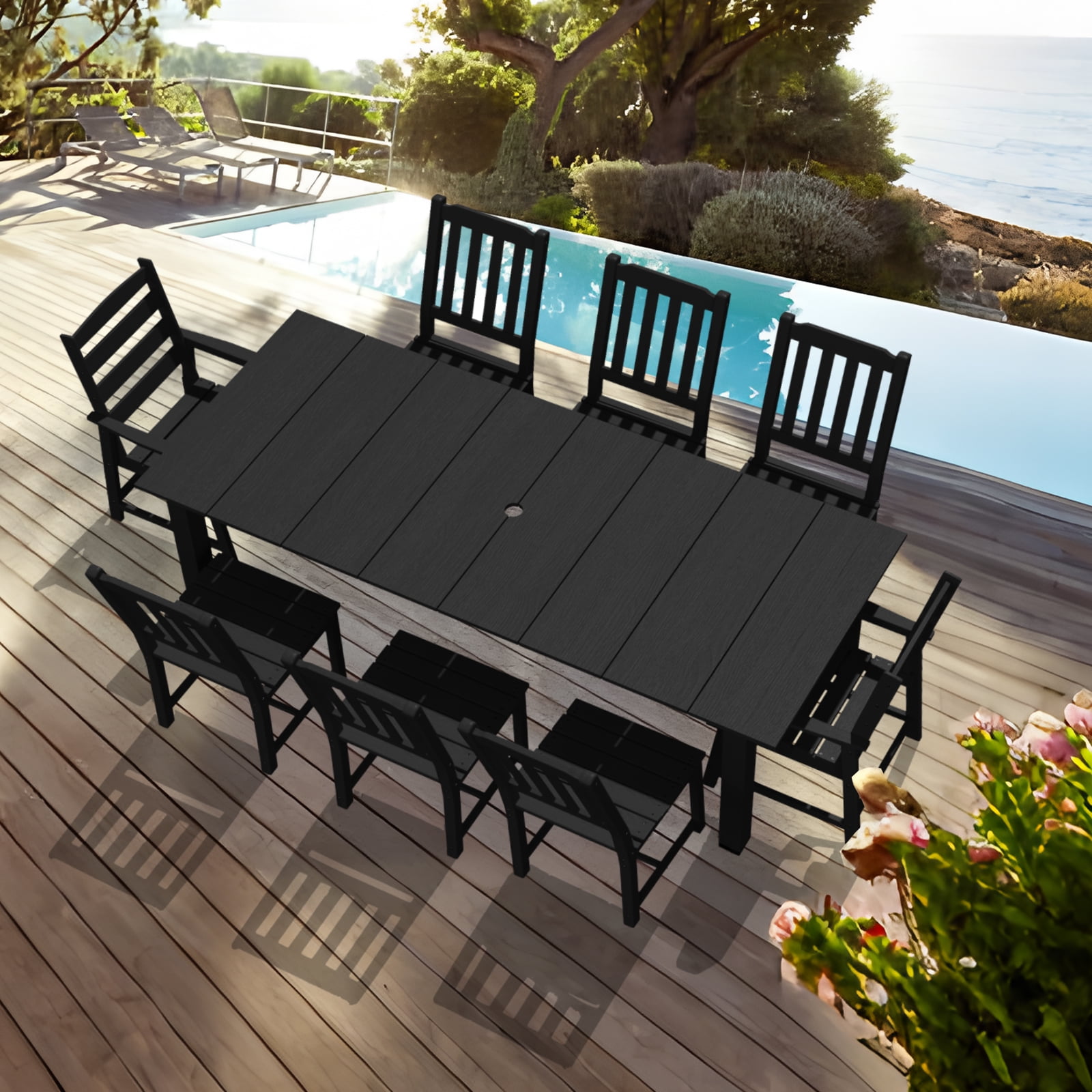 Tioline 9-Piece HDPE Patio Outdoor Dining Set,with a table and chairs ...