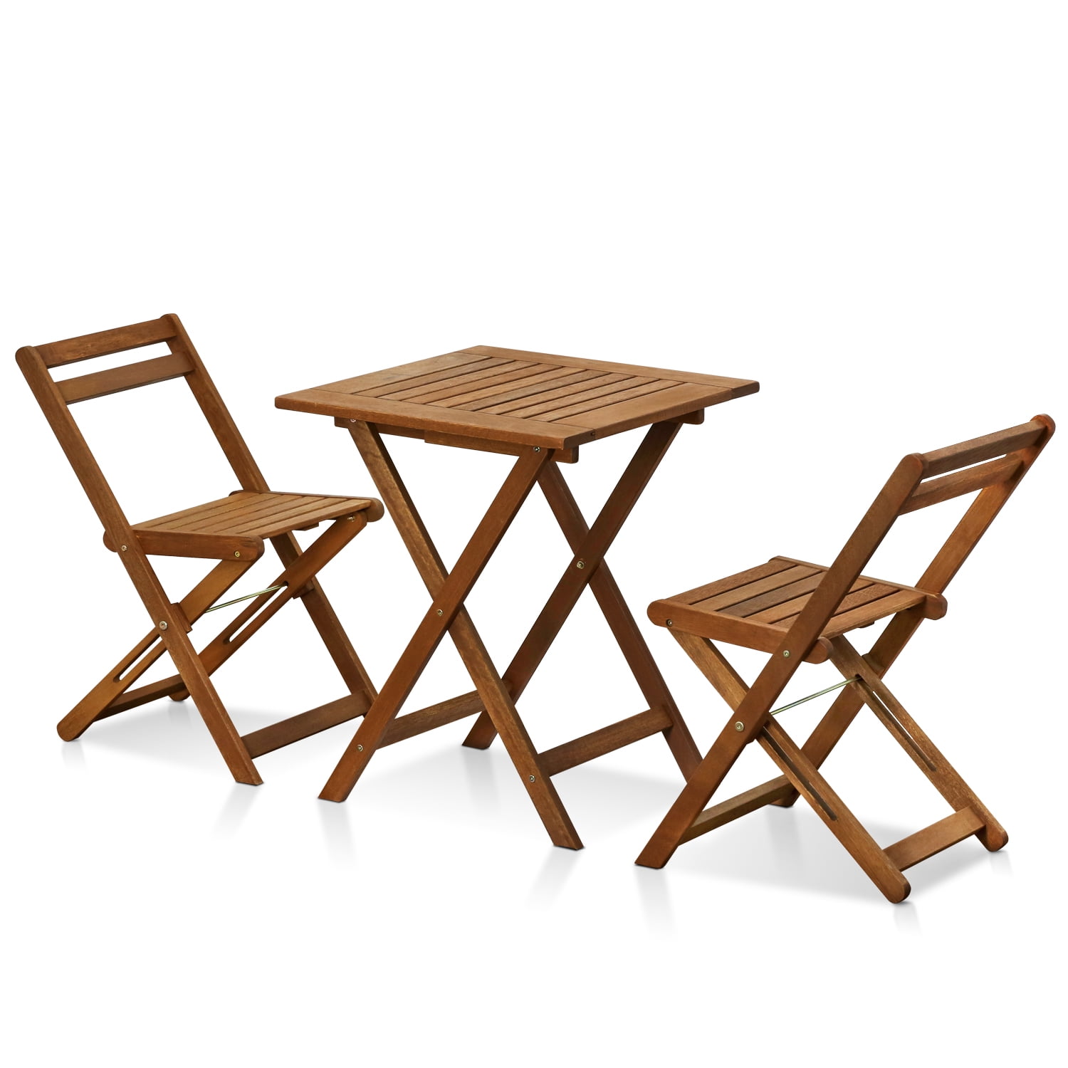 Tioman Outdoor Hardwood 3 Piece Bistro Set in Teak Oil - Walmart.com