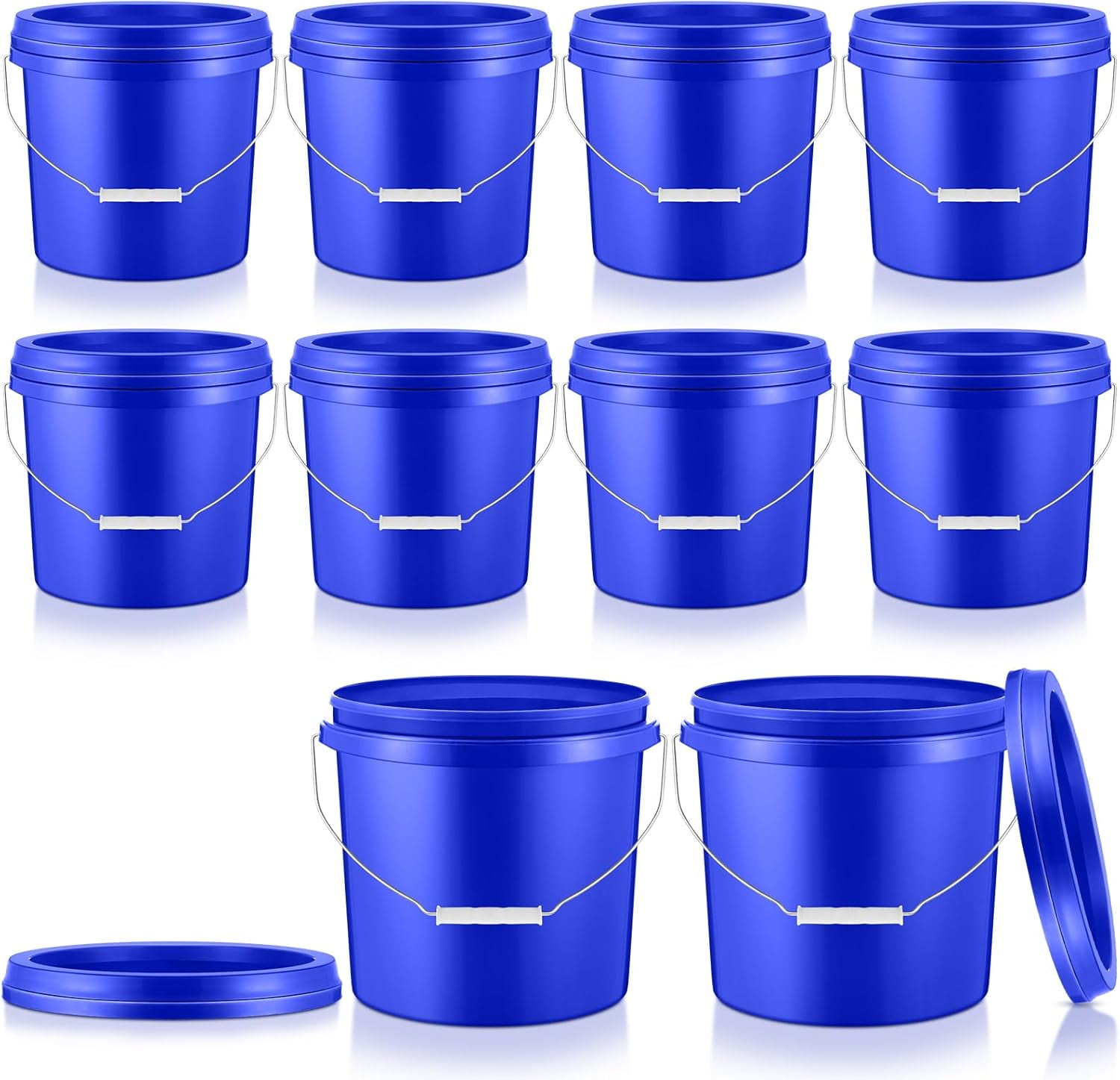10 Pcs 2 Gallon Plastic Bucket with Lid Heavy Duty 2 Gallon Bucket Pail ...